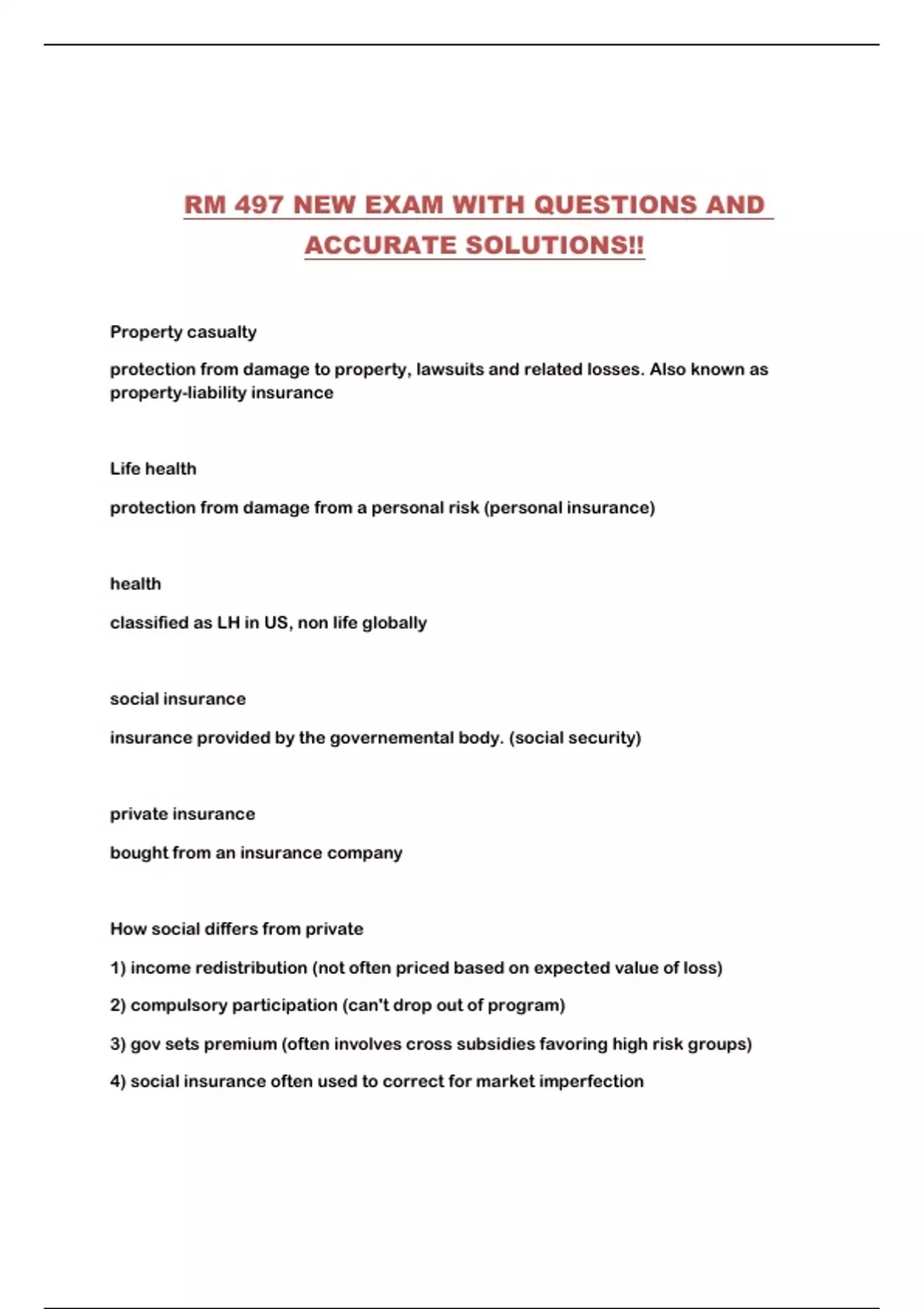 RM 497 NEW EXAM WITH QUESTIONS AND ACCURATE SOLUTIONS!! - RM 497 - Stuvia US