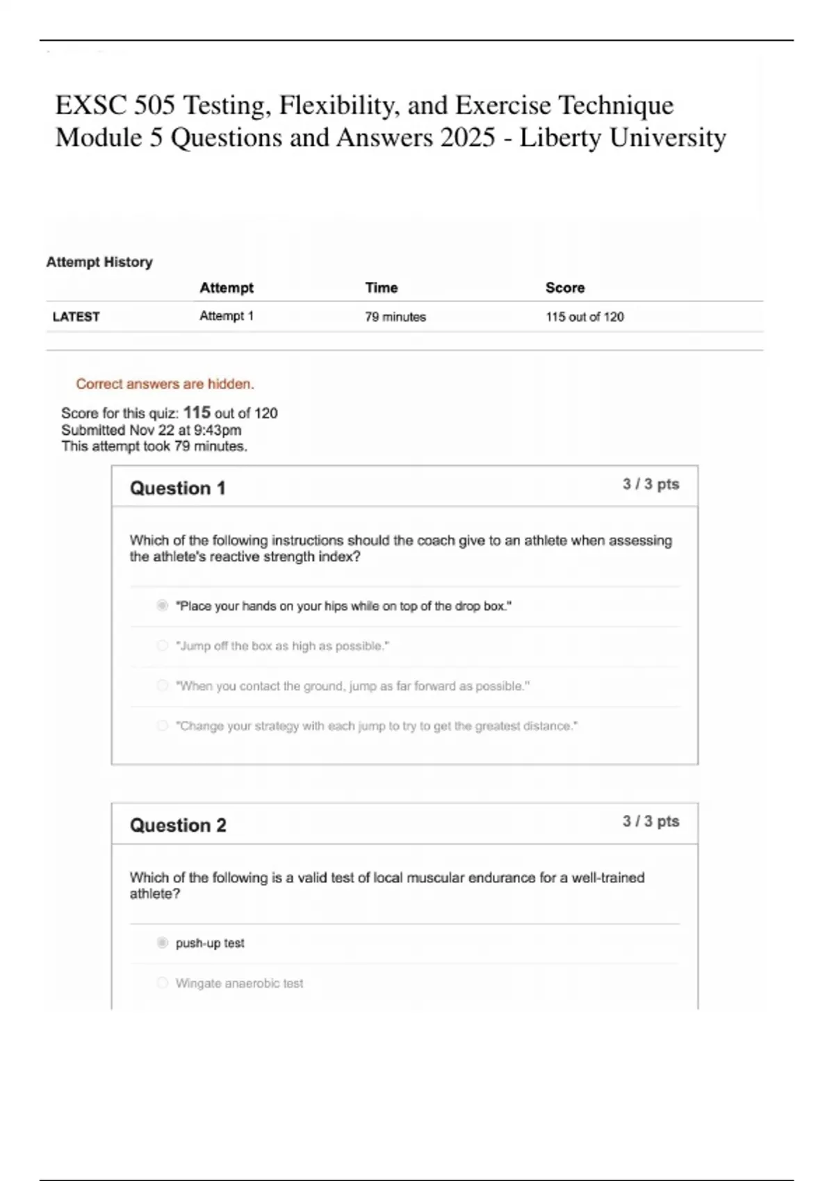 EXSC 505 Testing, Flexibility, and Exercise Technique Module 5 ...