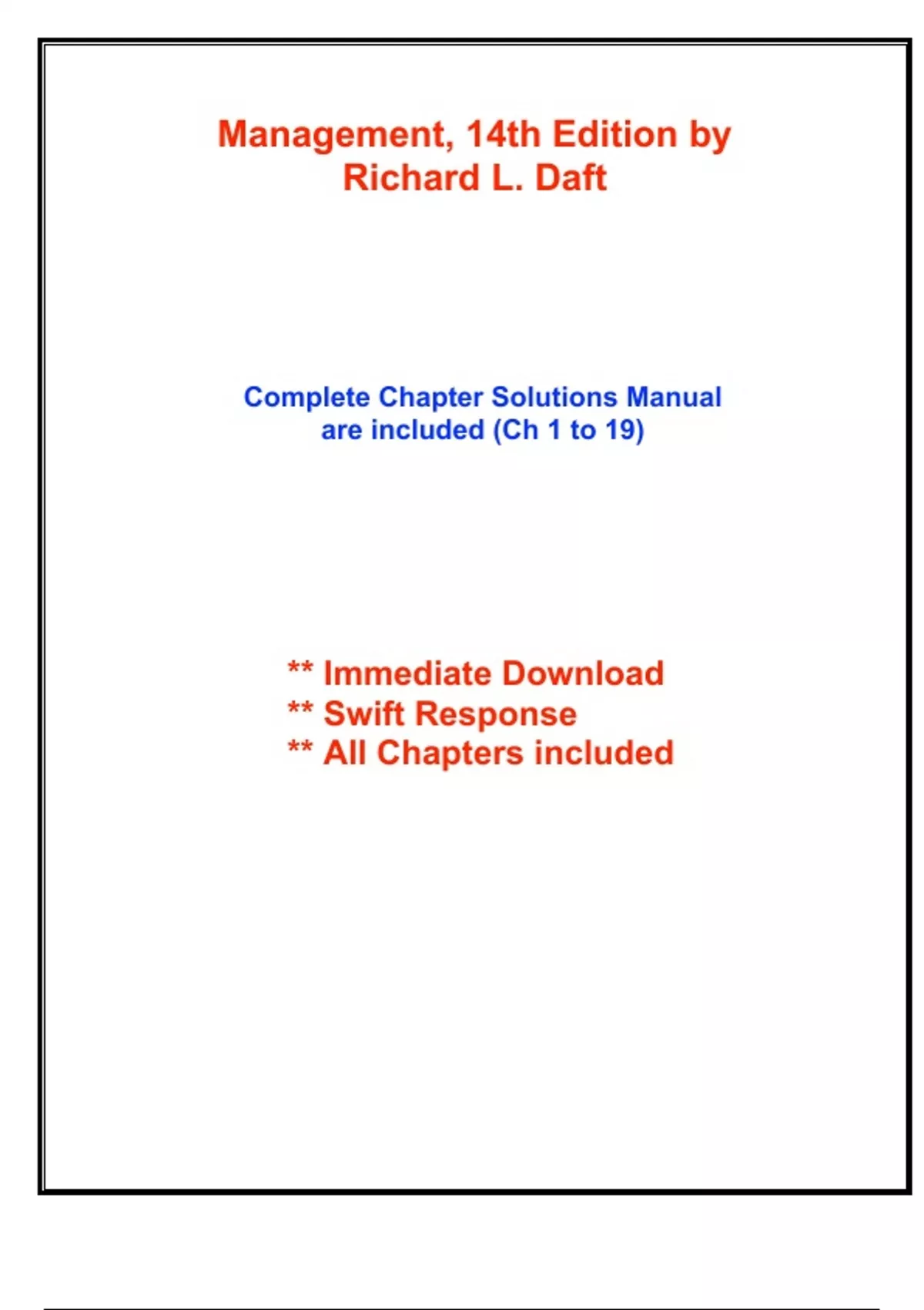 Solutions for Management, 14th Edition by Daft (All Chapters included ...