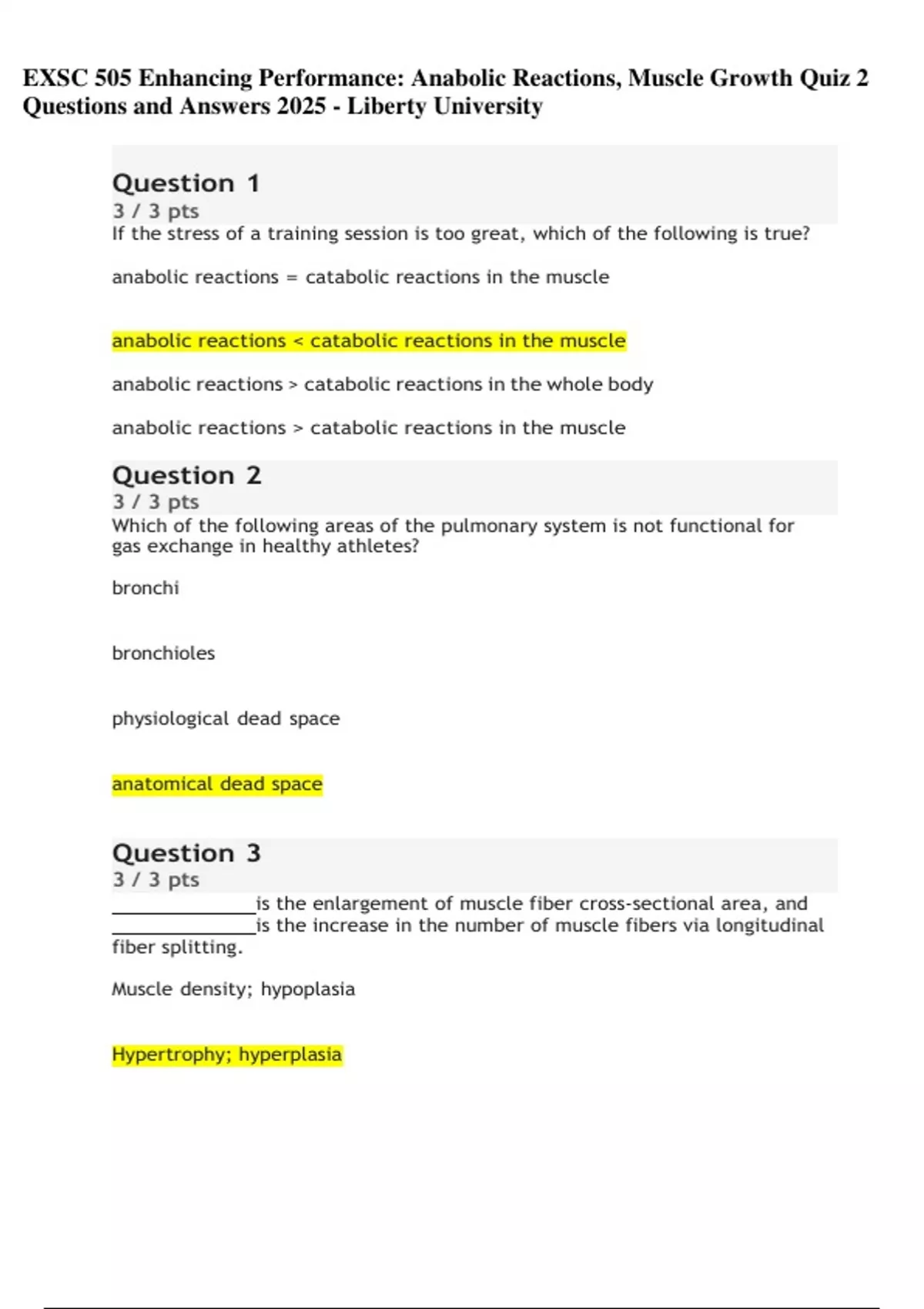 EXSC 505 Enhancing Performance: Anabolic Reactions, Muscle Growth Quiz ...