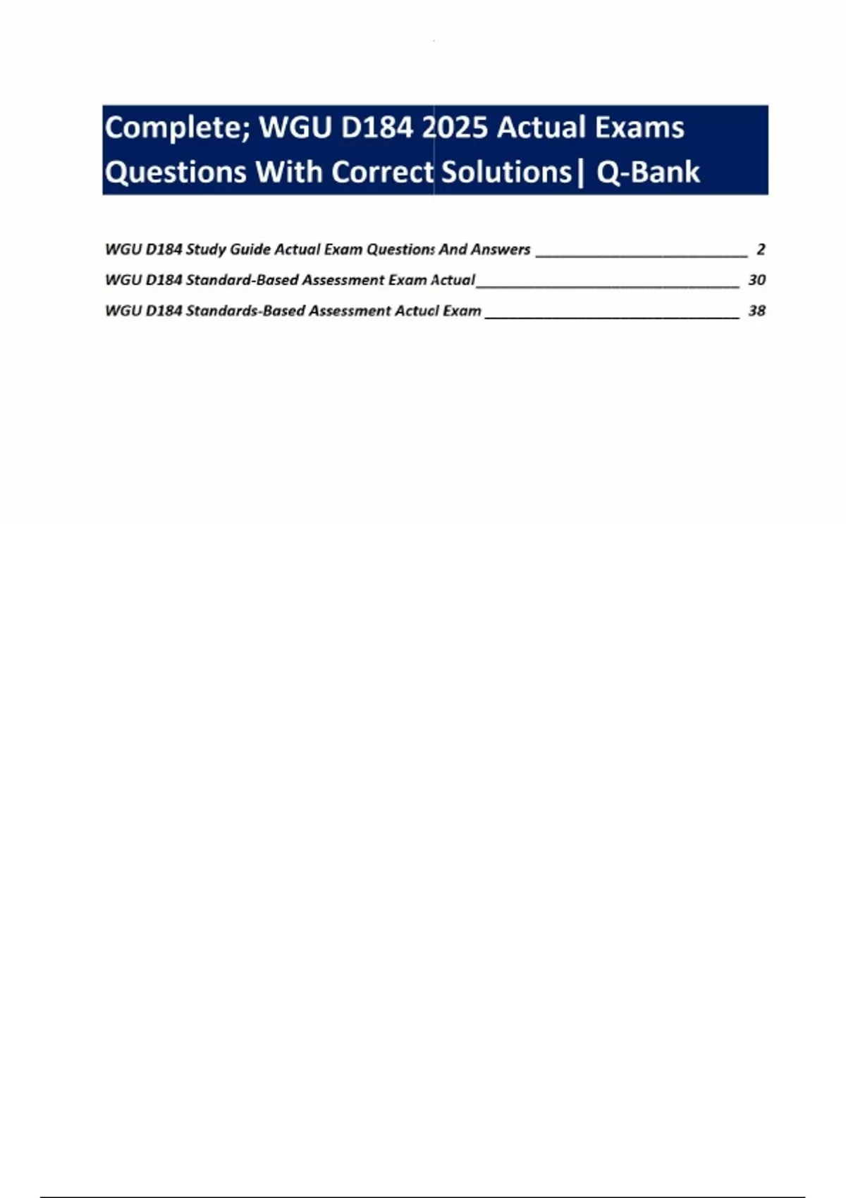 Complete; WGU D184 2025 Actual Exams Questions With Correct Solutions ...