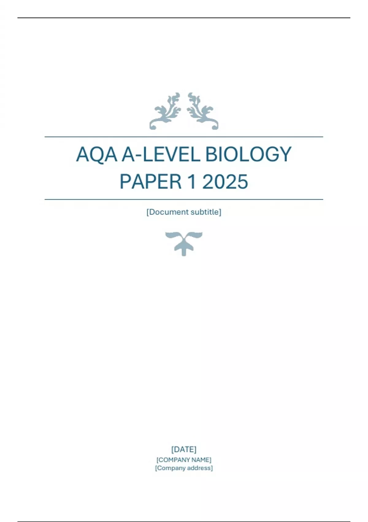 AQA A-level Biology paper 1 2025/AQA A-level Biology paper 1 - AQA A ...