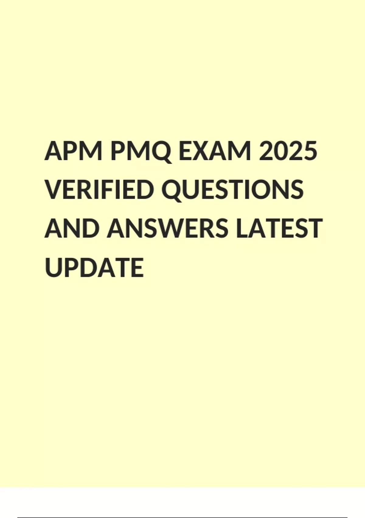 APM PMQ EXAM 2025 VERIFIED QUESTIONS AND ANSWERS LATEST UPDATE - AMP ...