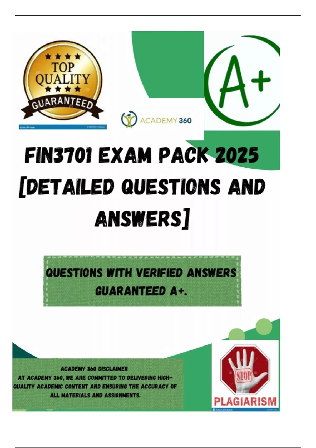 FIN3701 EXAM PACK 2025 [DETAILED QUESTIONS AND ANSWERS] - FIN3701 - Stuvia SA