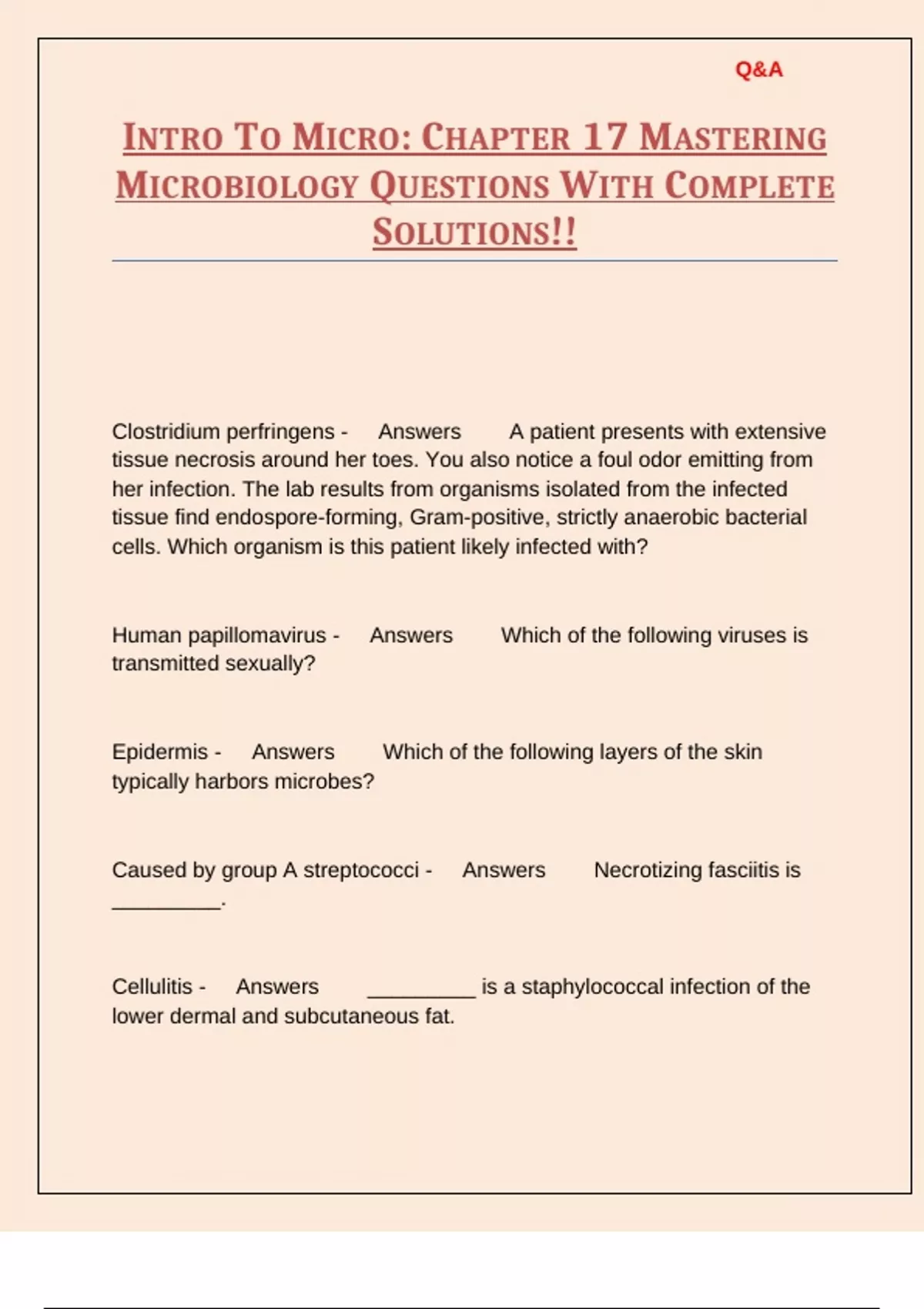 INTRO TO MICRO CHAPTER 17 MASTERING MICROBIOLOGY QUESTIONS WITH ...