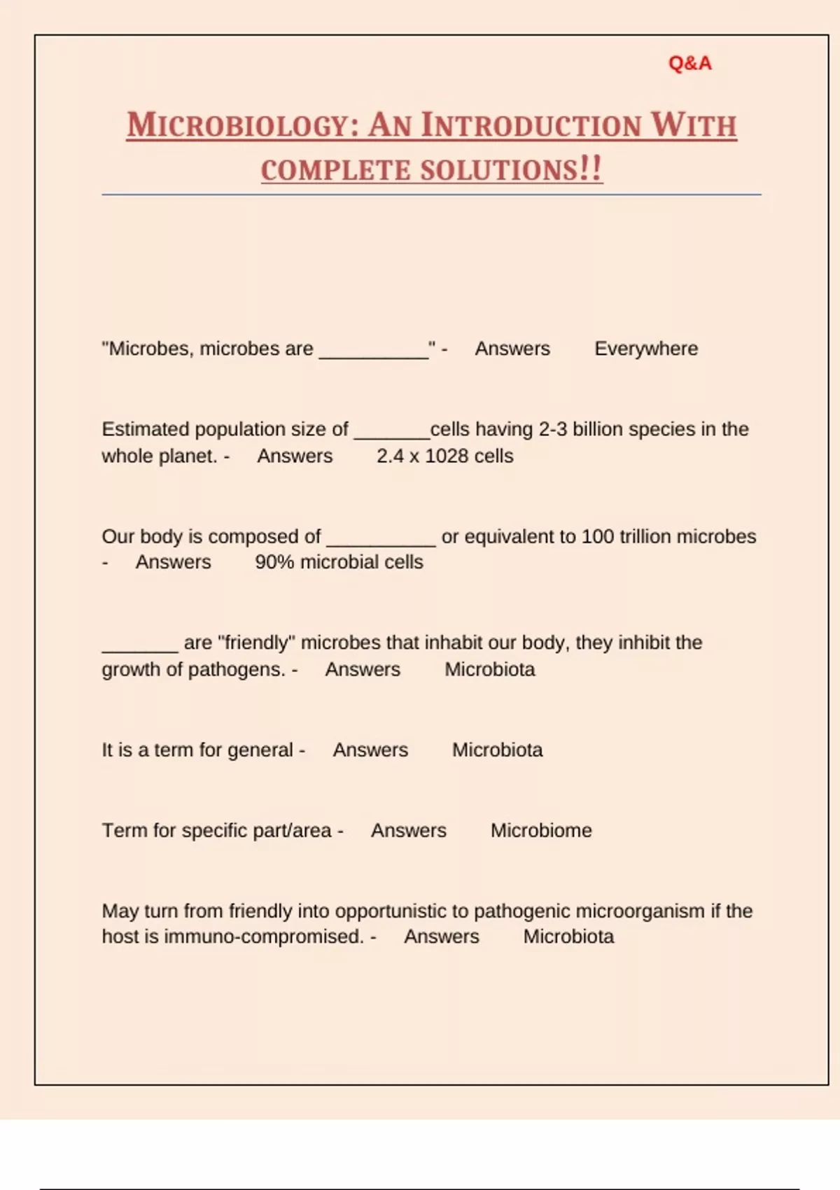 MICROBIOLOGY AN INTRODUCTION WITH COMPLETE SOLUTIONS!! - Microbiology ...