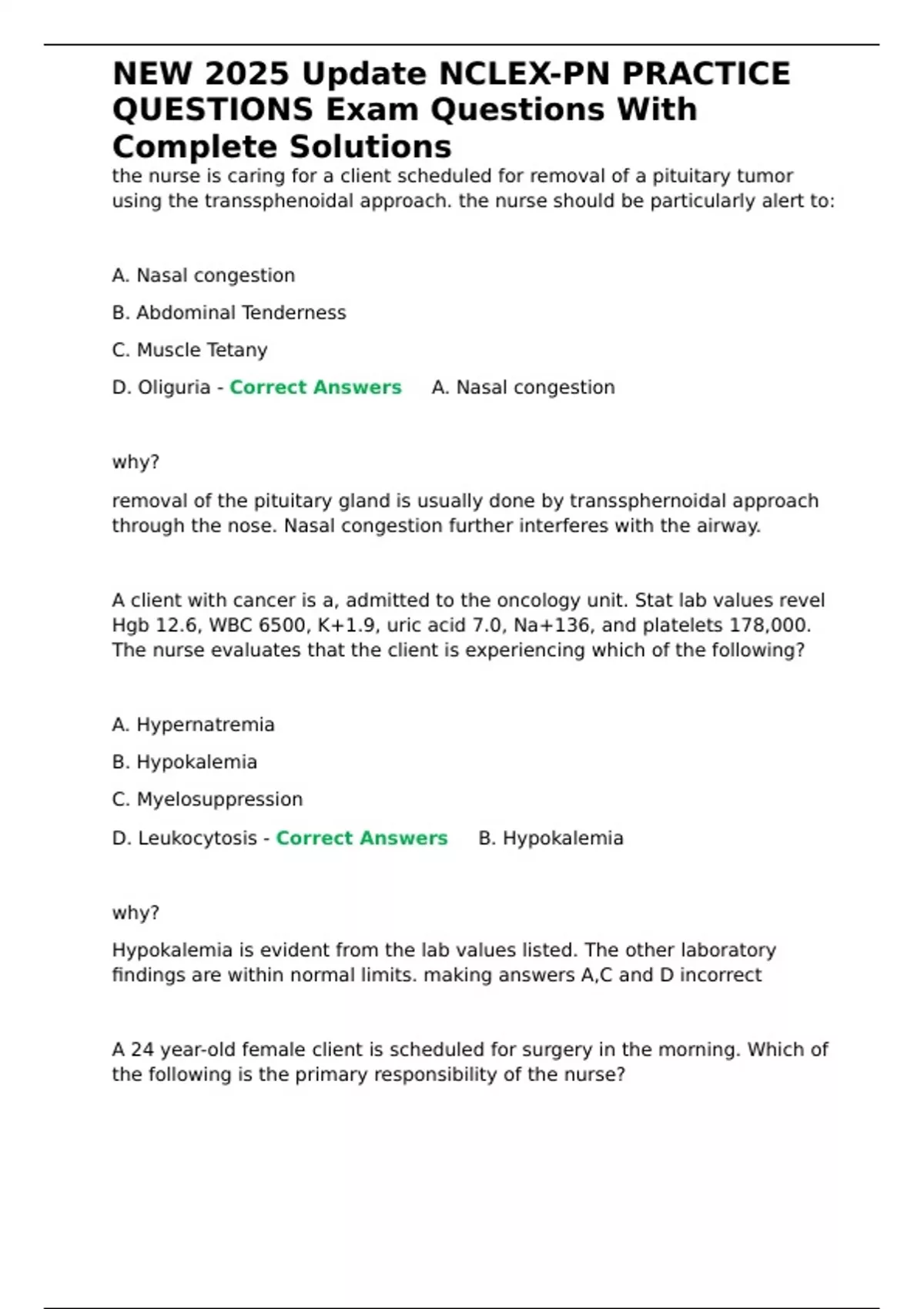 NEW 2025 Update NCLEX-PN PRACTICE QUESTIONS Exam Questions With ...