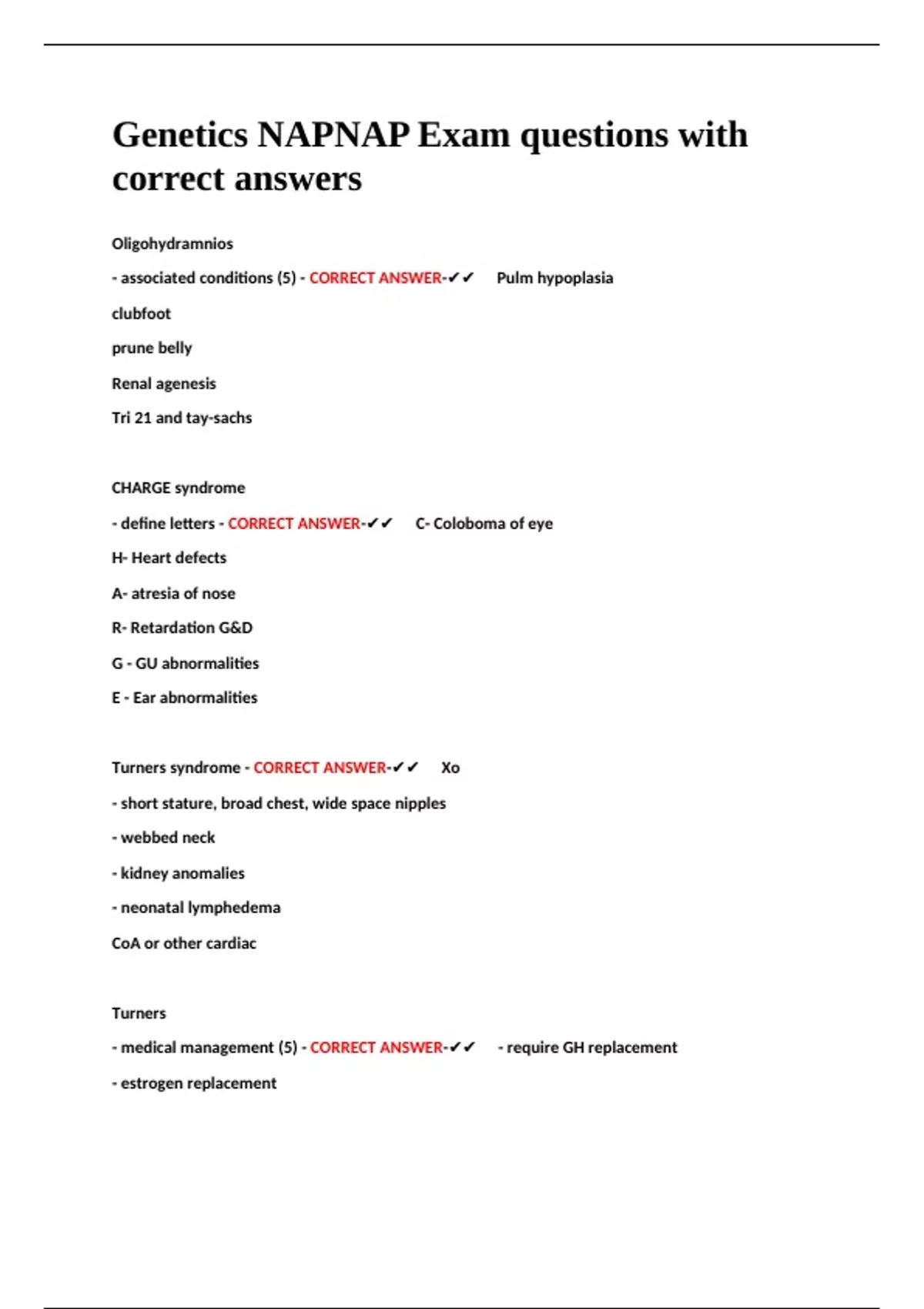 Genetics NAPNAP Exam questions with correct answers - NAPNAP - Stuvia US
