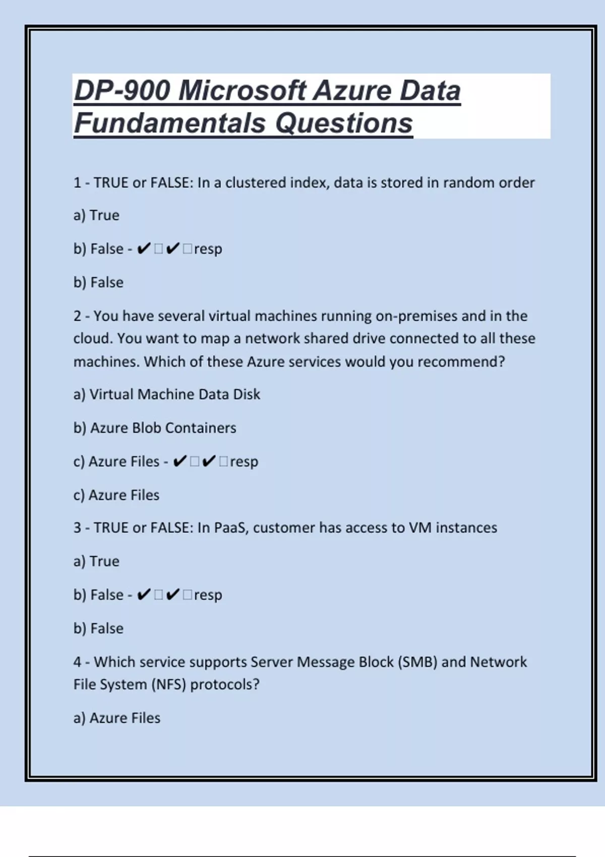 DP-900 Microsoft Azure Data Fundamentals Questions With 100% Correct Answers|23 Pages - DP-900 ...