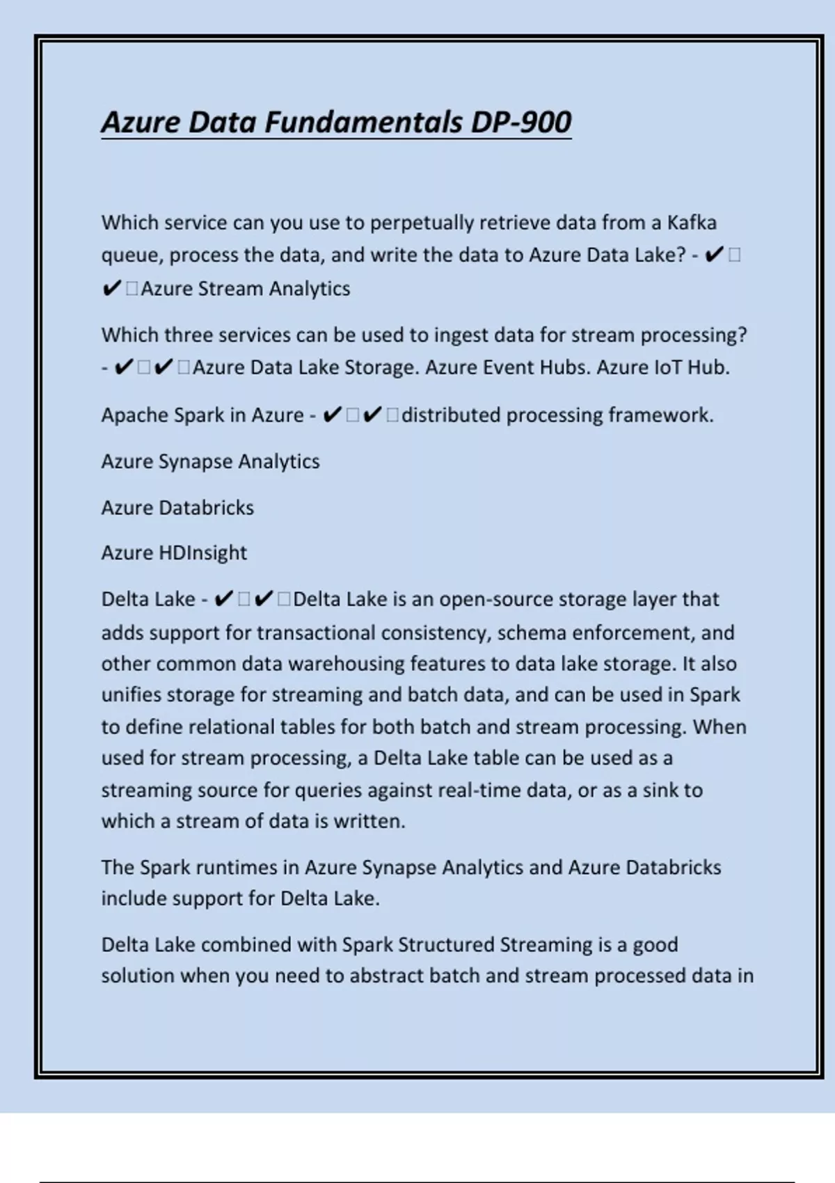 Azure Data Fundamentals DP-900 Evaluation Exam Questions With Correct ...