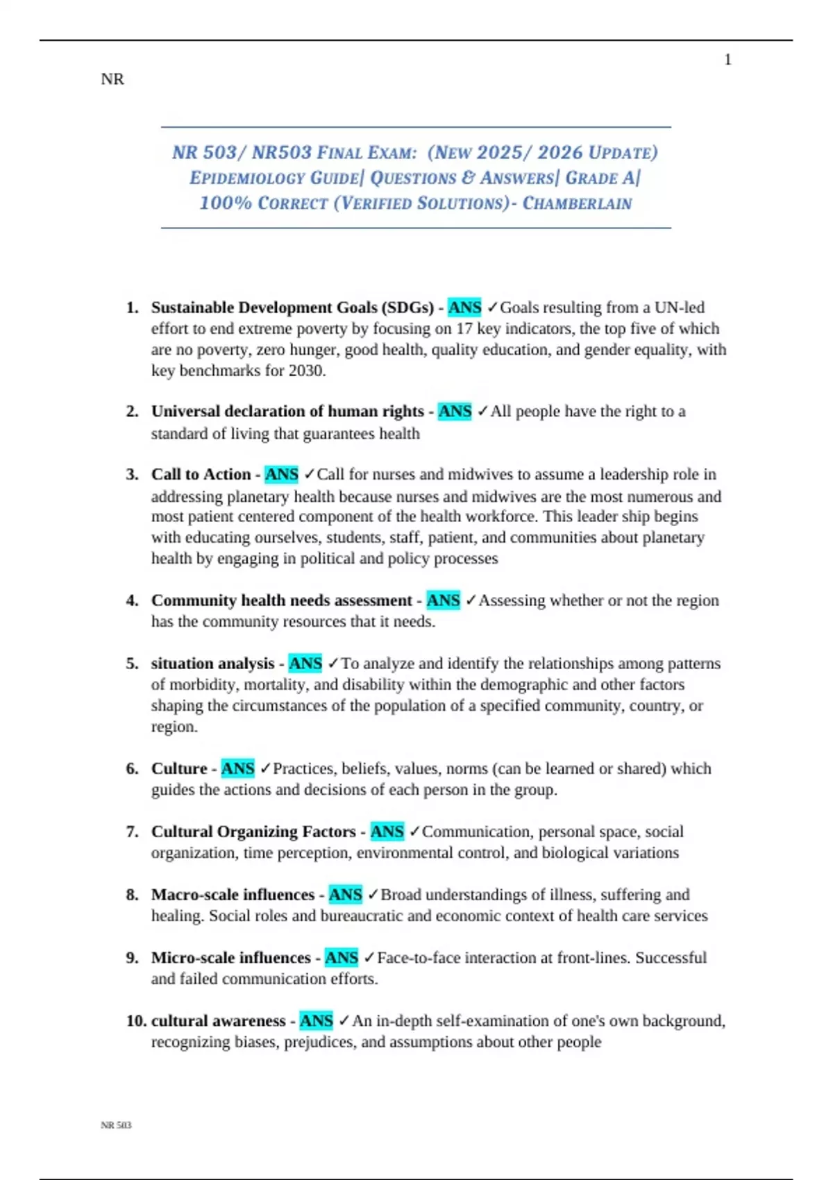 NR 503/ NR503 FINAL EXAMS COMPILATION: (NEW 2025/ 2026 UPDATE ...