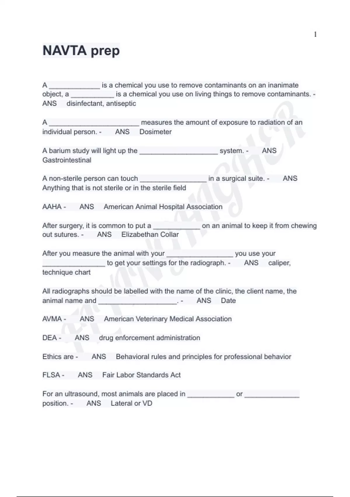 NAVTA prep QUESTIONS & ANSWERS 2025 ( A+ GRADED 100% VERIFIED) - NAVTA - Stuvia US