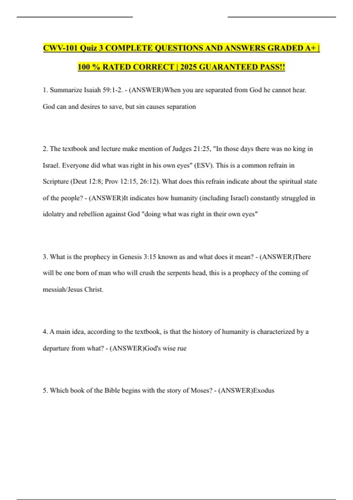 CWV-101 Quiz 3 COMPLETE QUESTIONS AND ANSWERS GRADED A+ | 100 % RATED ...