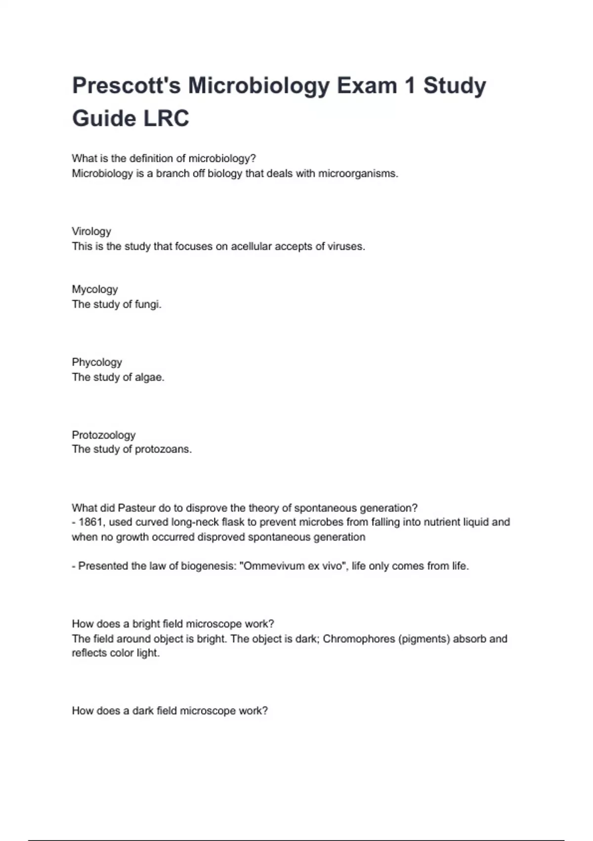 Microbiology Exam 1 (Prescott's) Latest 2025 / 2026 Newest Questions ...