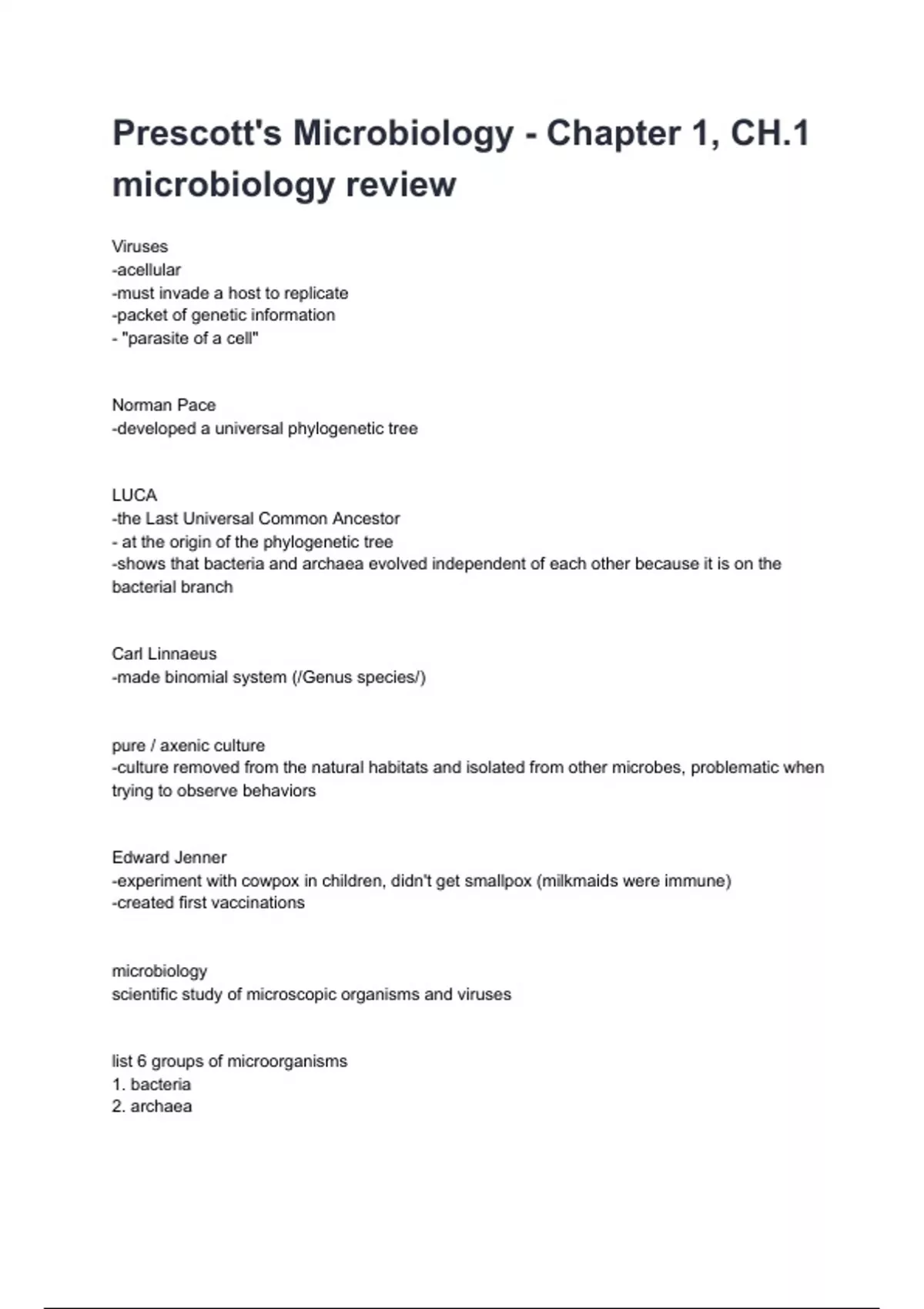 Microbiology Chapter 1: CH.1 microbiology review (Prescott's) Latest ...