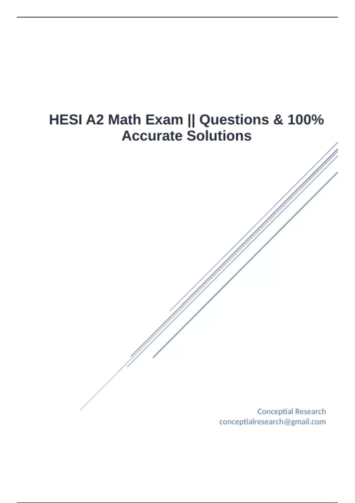HESI A2 Math Exam || Questions & 100% Accurate Solutions - HESI A2 Math ...