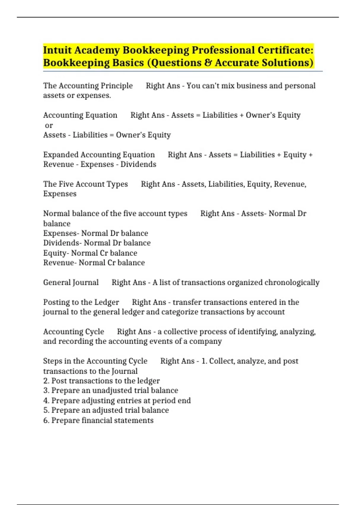 Intuit Academy Bookkeeping Professional Certificate: Bookkeeping Basics ...