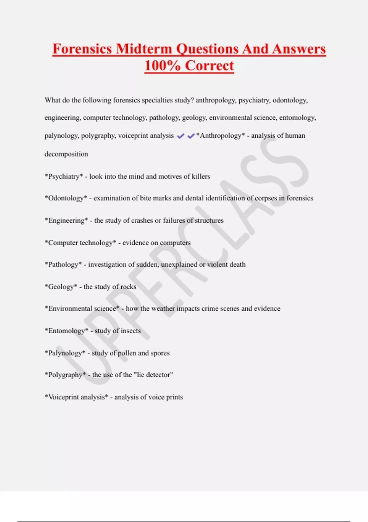 FORENSICS BUNDLED EXAM WITH COMPLETE SOLUTIONS - Stuvia US