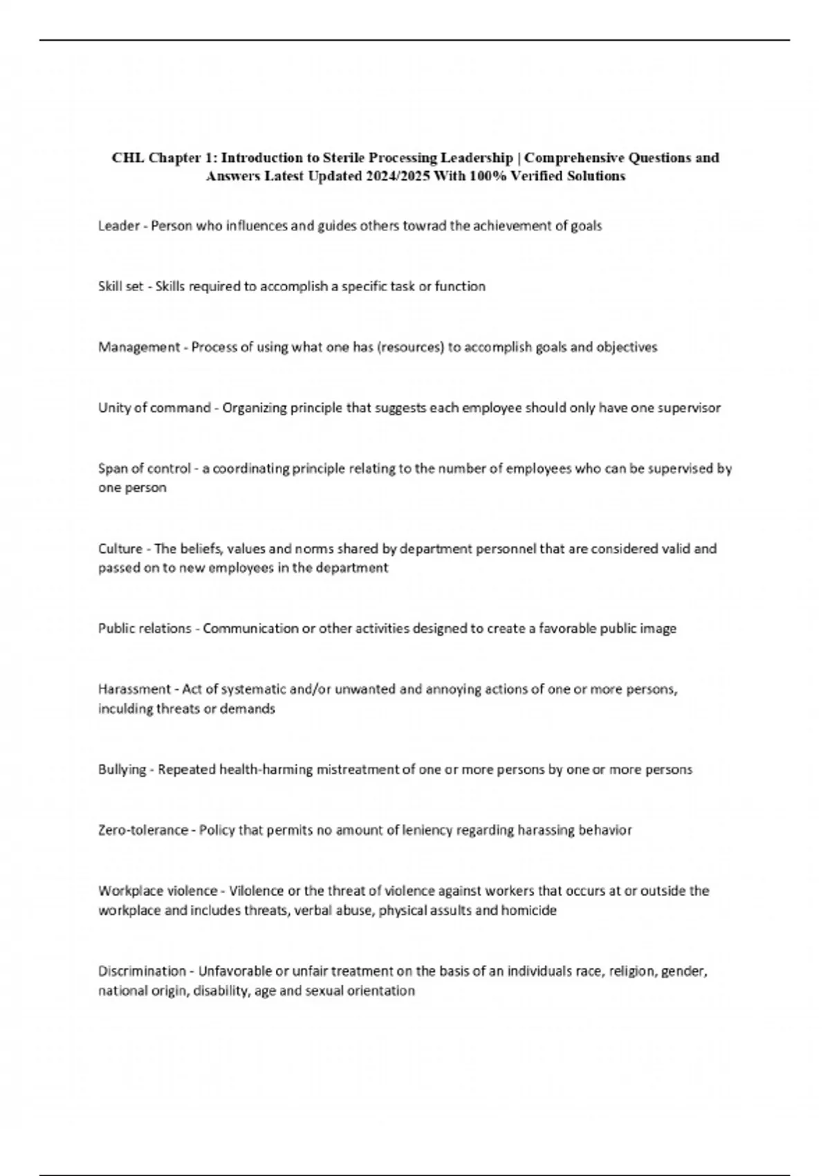 CHL Chapter 1: Introduction to Sterile Processing Leadership ...