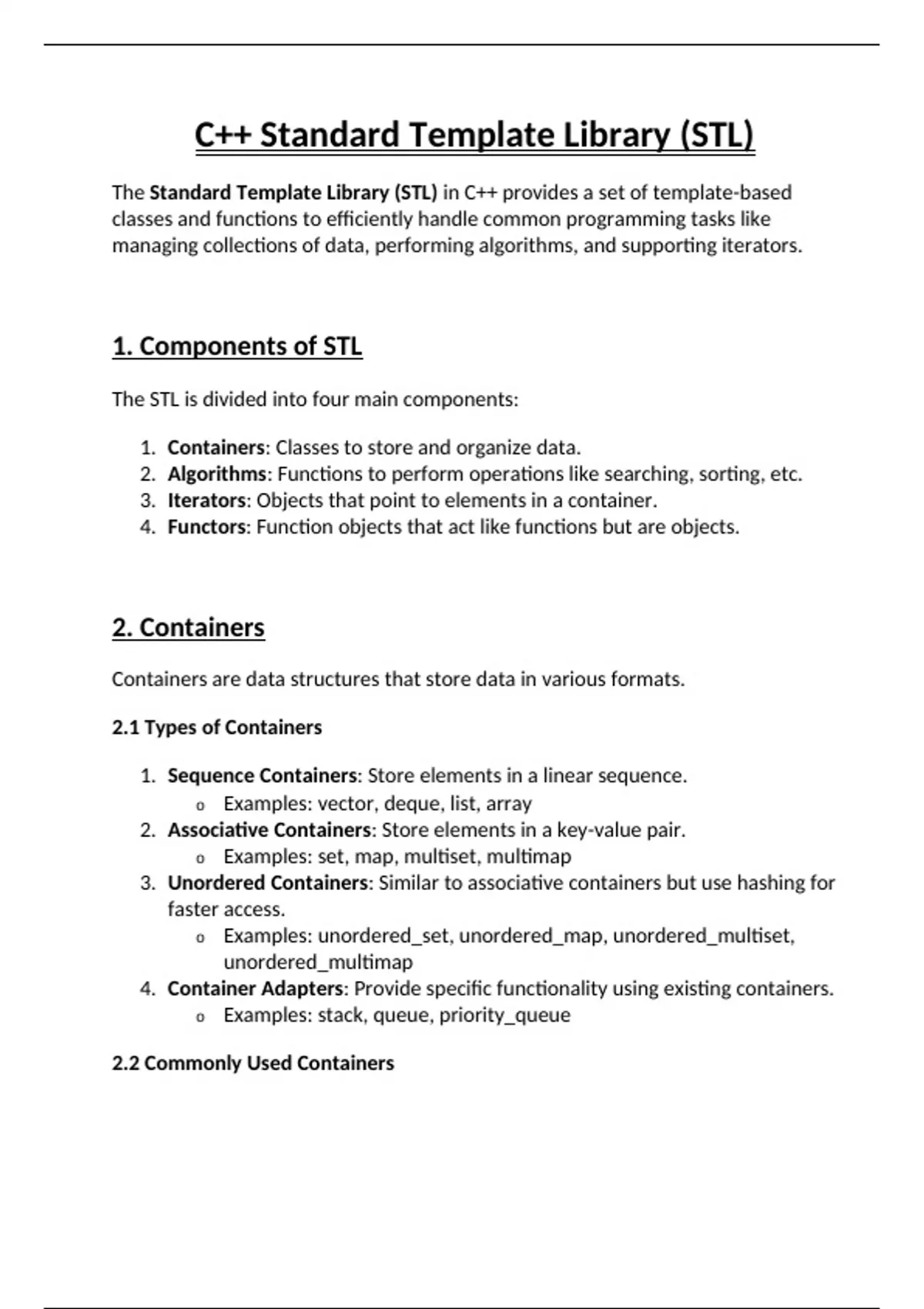 Standard Template Library (STL) in C++: A Complete Guide with Examples - COMPUTER SCIENCE ...