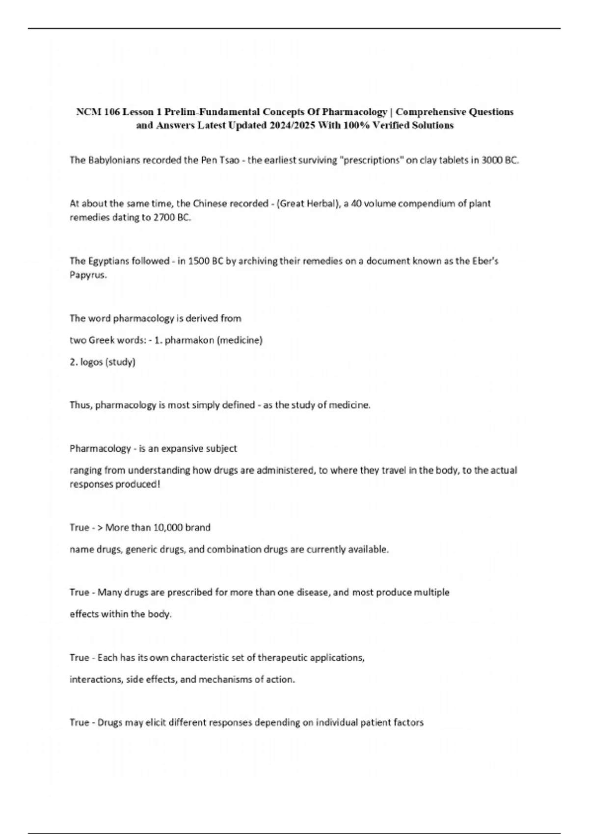 NCM 106 Lesson 1 Prelim-Fundamental Concepts Of Pharmacology ...