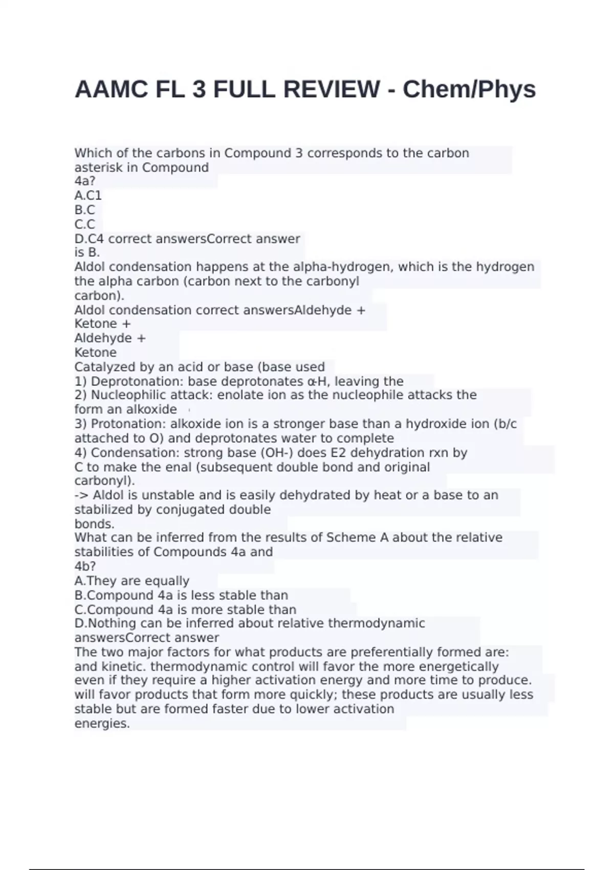 AAMC FL 3 FULL REVIEW - Chem/Phys exam with 100% correct answers 2025 - AAMC FL 3 Chem/Phys ...