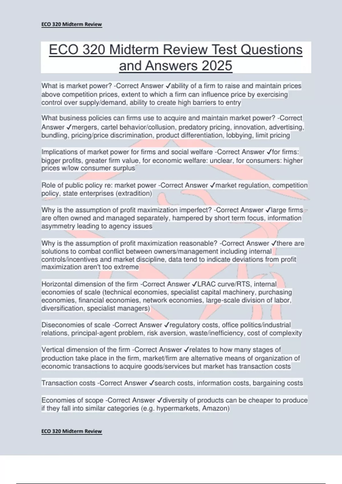 ECO 320 Midterm Review Test Questions and Answers 2025 - ECO 320 ...