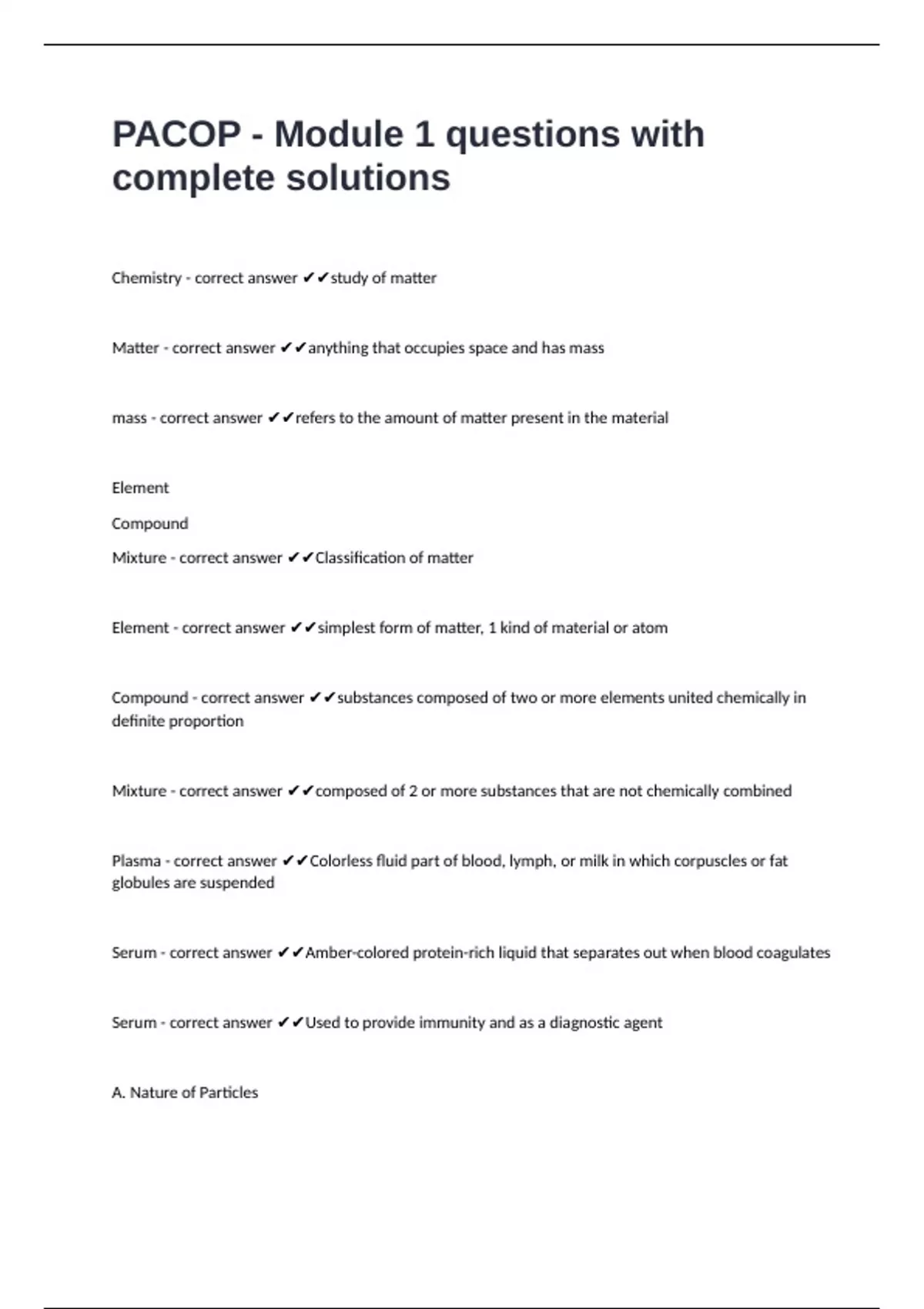 PACOP - Module 1 questions with complete solutions - PACOP - Stuvia US