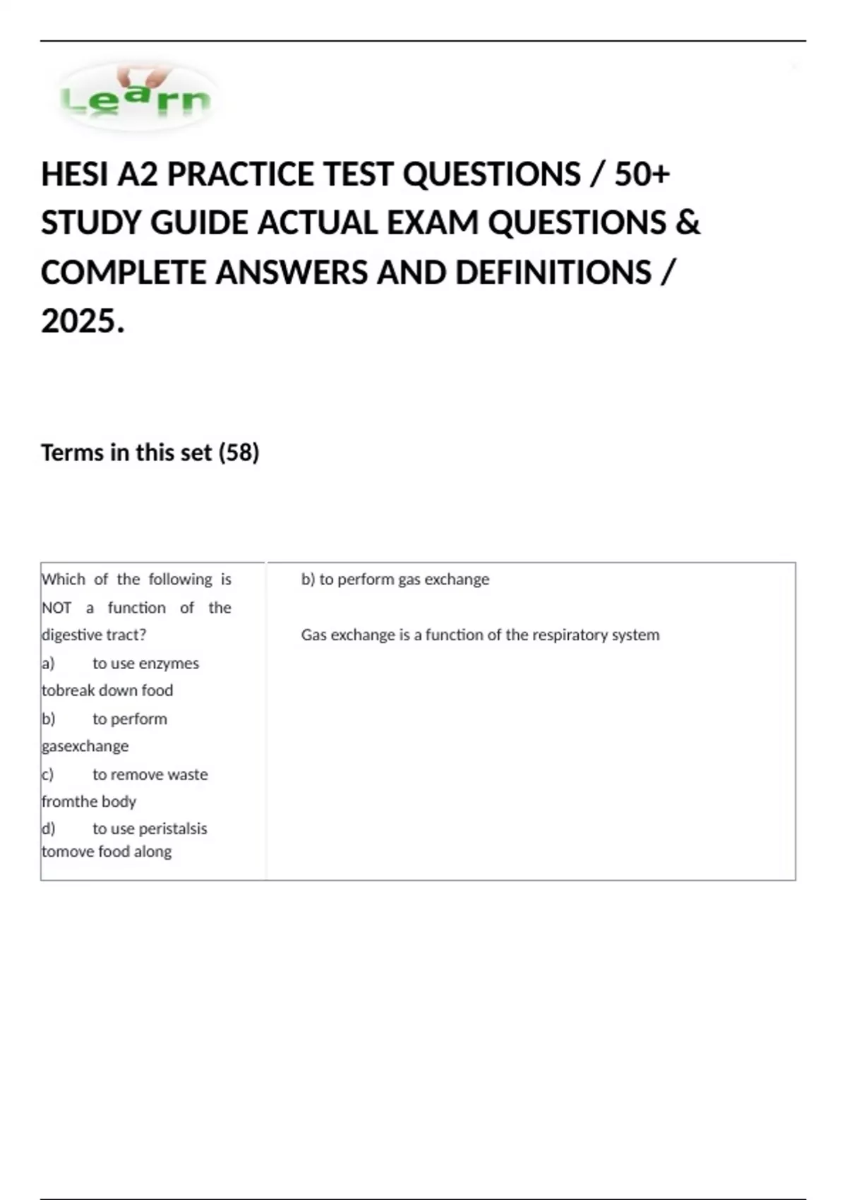 HESI A2 PRACTICE TEST QUESTIONS / 50+ STUDY GUIDE ACTUAL EXAM QUESTIONS ...