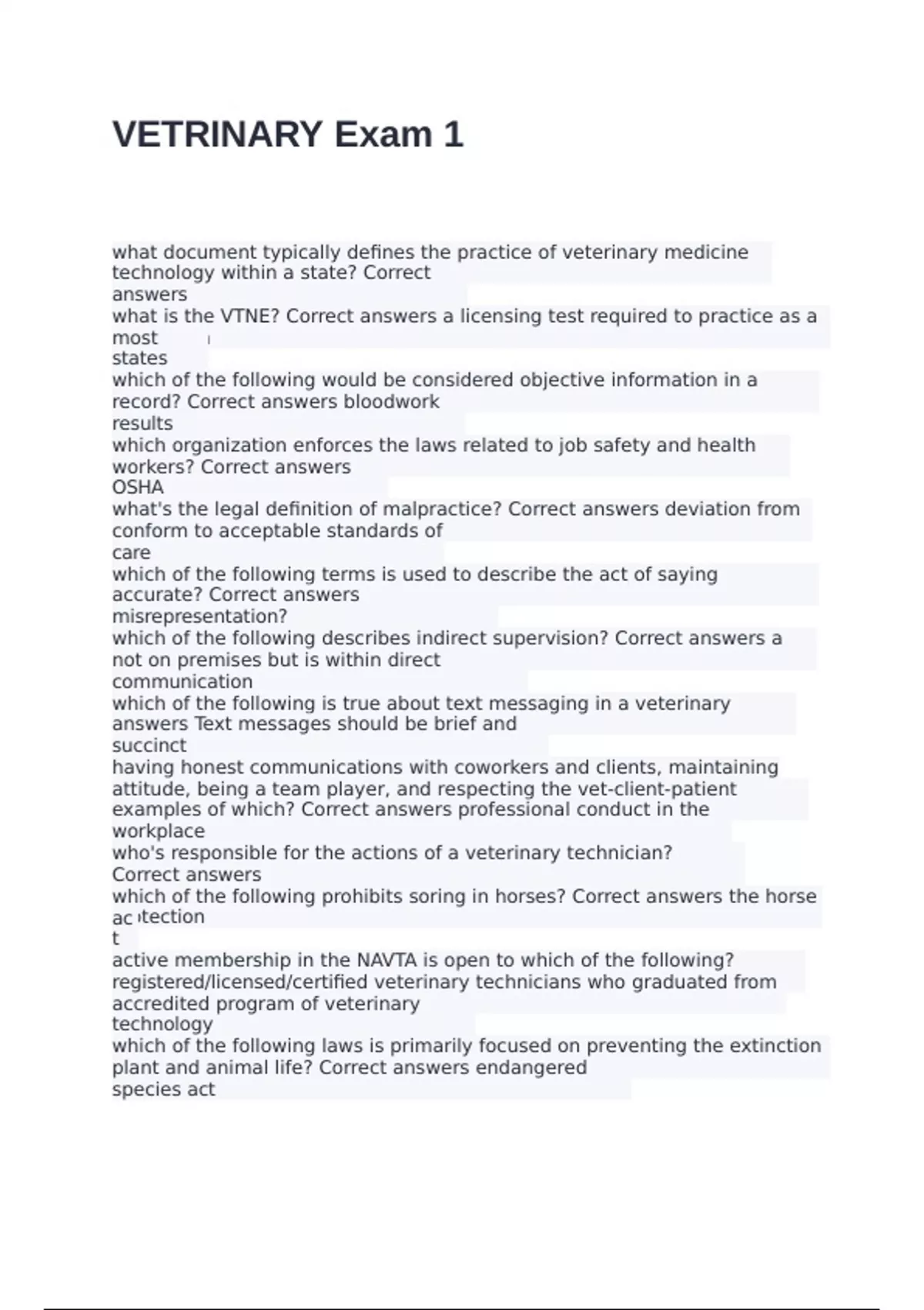 VET Exam WITH 100% CORRECT ANSWERS 2025 - Exa890 - Stuvia US