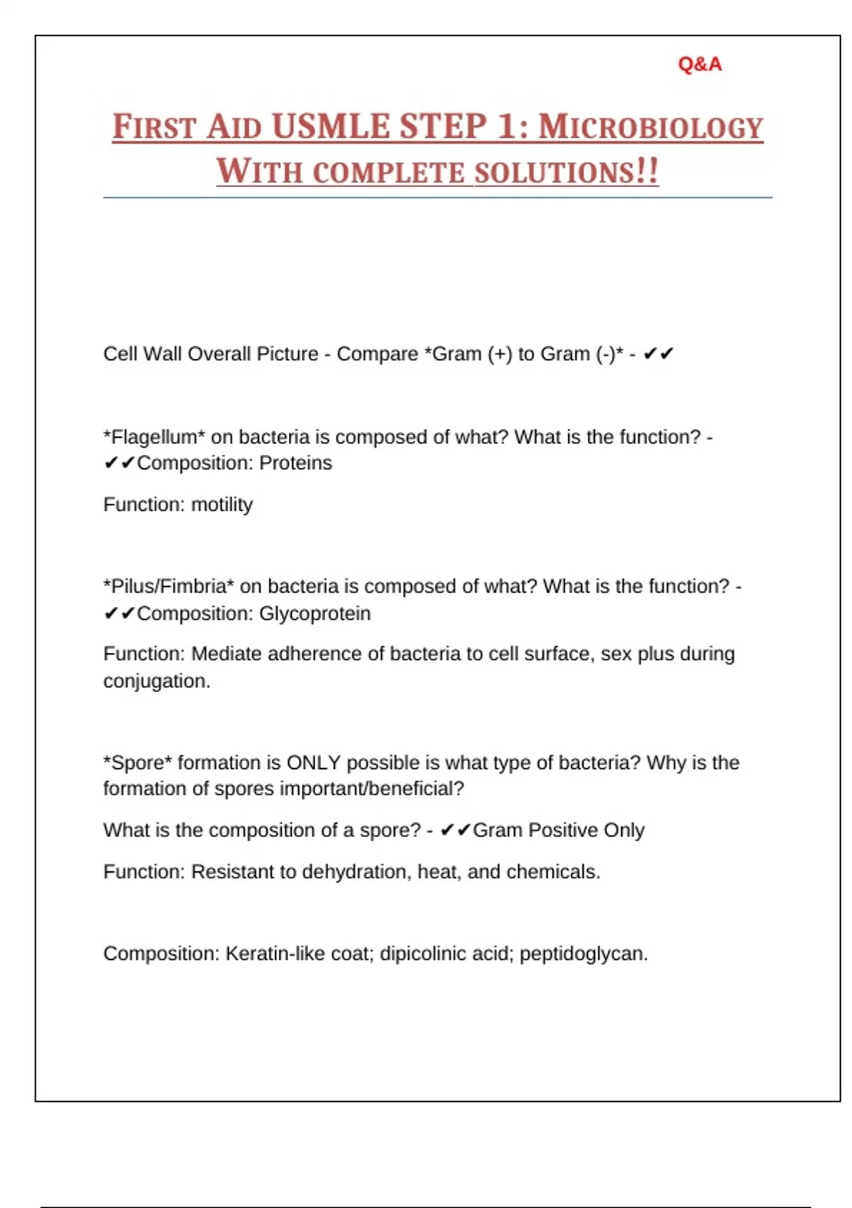 USMLE STEP 1 - UWORLD HIGH YIELD NOTES QUESTIONS AND ANSWERS LATEST ...