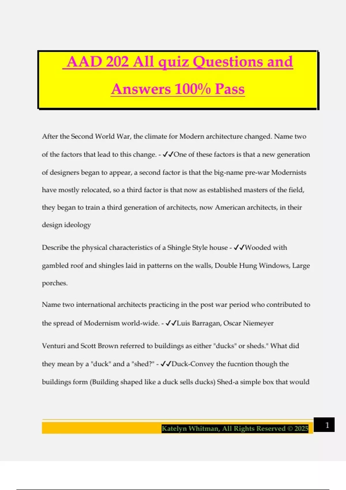 AAD 202 All quiz Questions and Answers 100% Pass - AAD 202 - Stuvia US