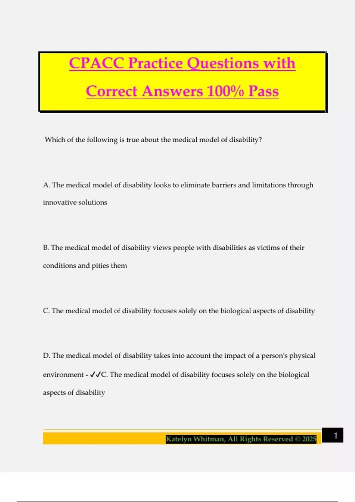 CPACC Practice Questions with Correct Answers 100% Pass - CPACC - Stuvia UK