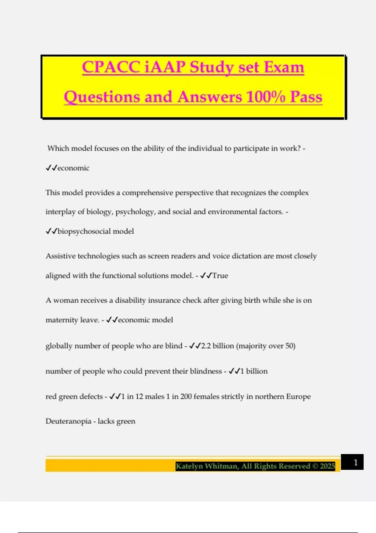 CPACC iAAP Study set Exam Questions and Answers 100% Pass - CPACC ...