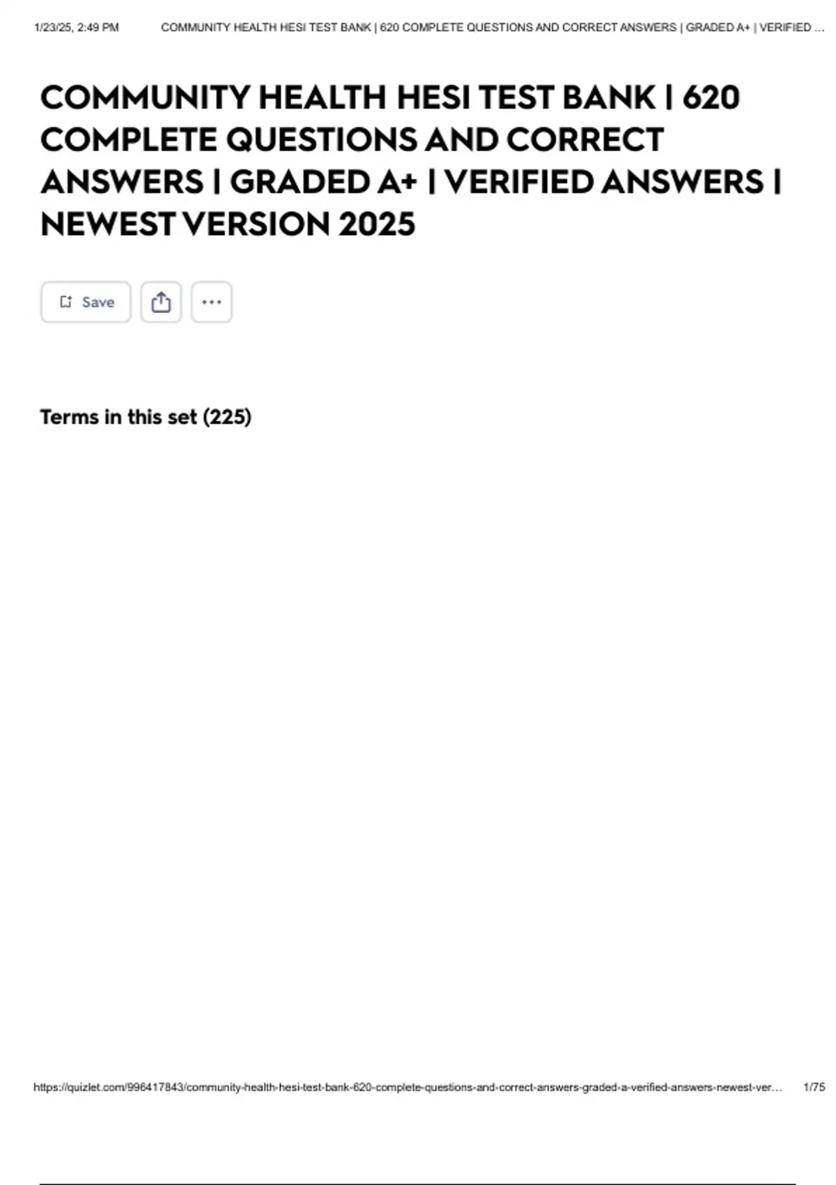 COMMUNITY HEALTH HESI TEST BANK | 620 COMPLETE QUESTIONS AND CORRECT ...