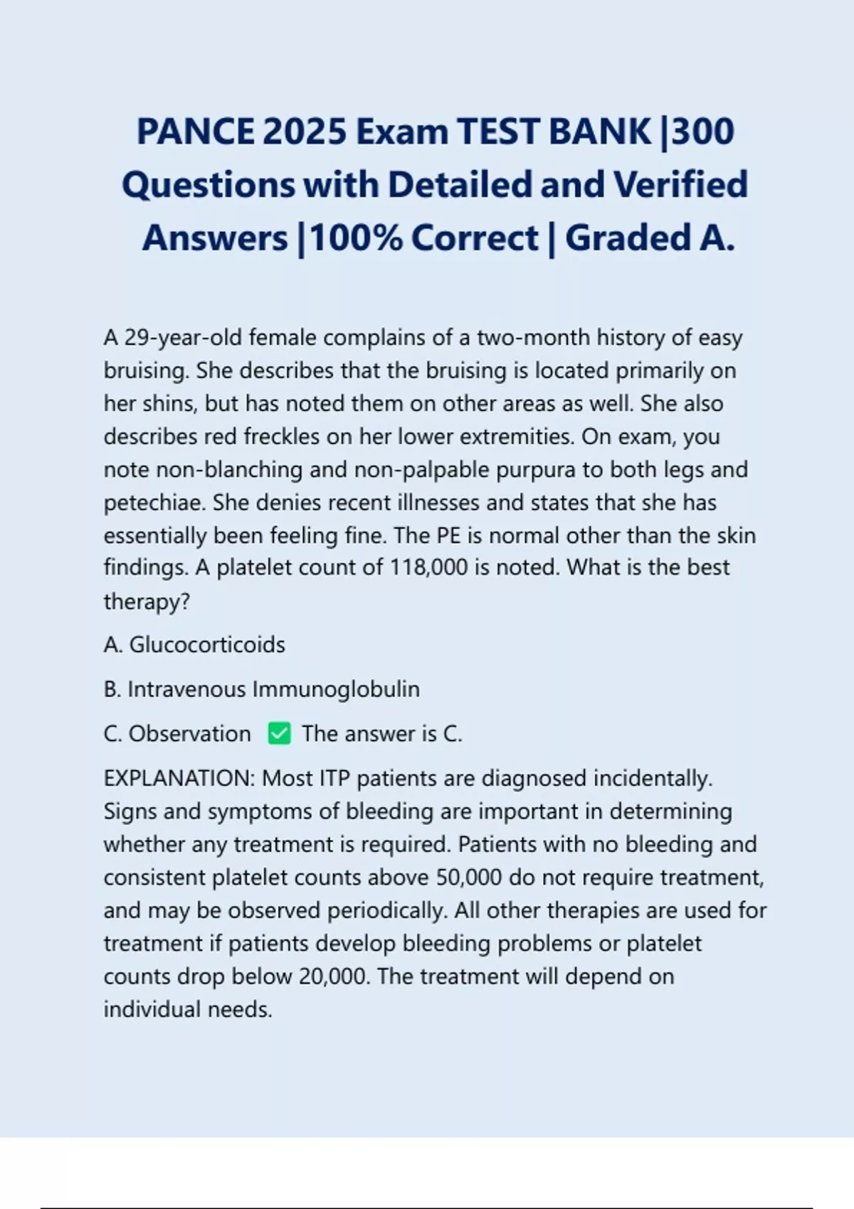 PANCE 2025 Exam TEST BANK |300 Questions with Detailed and Verified ...