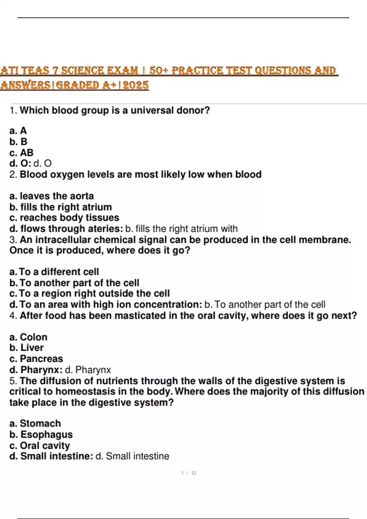 ATI TEAS 7 SCIENCE EXAM | 50+ PRACTICE TEST QUESTIONS AND ANSWERS ...