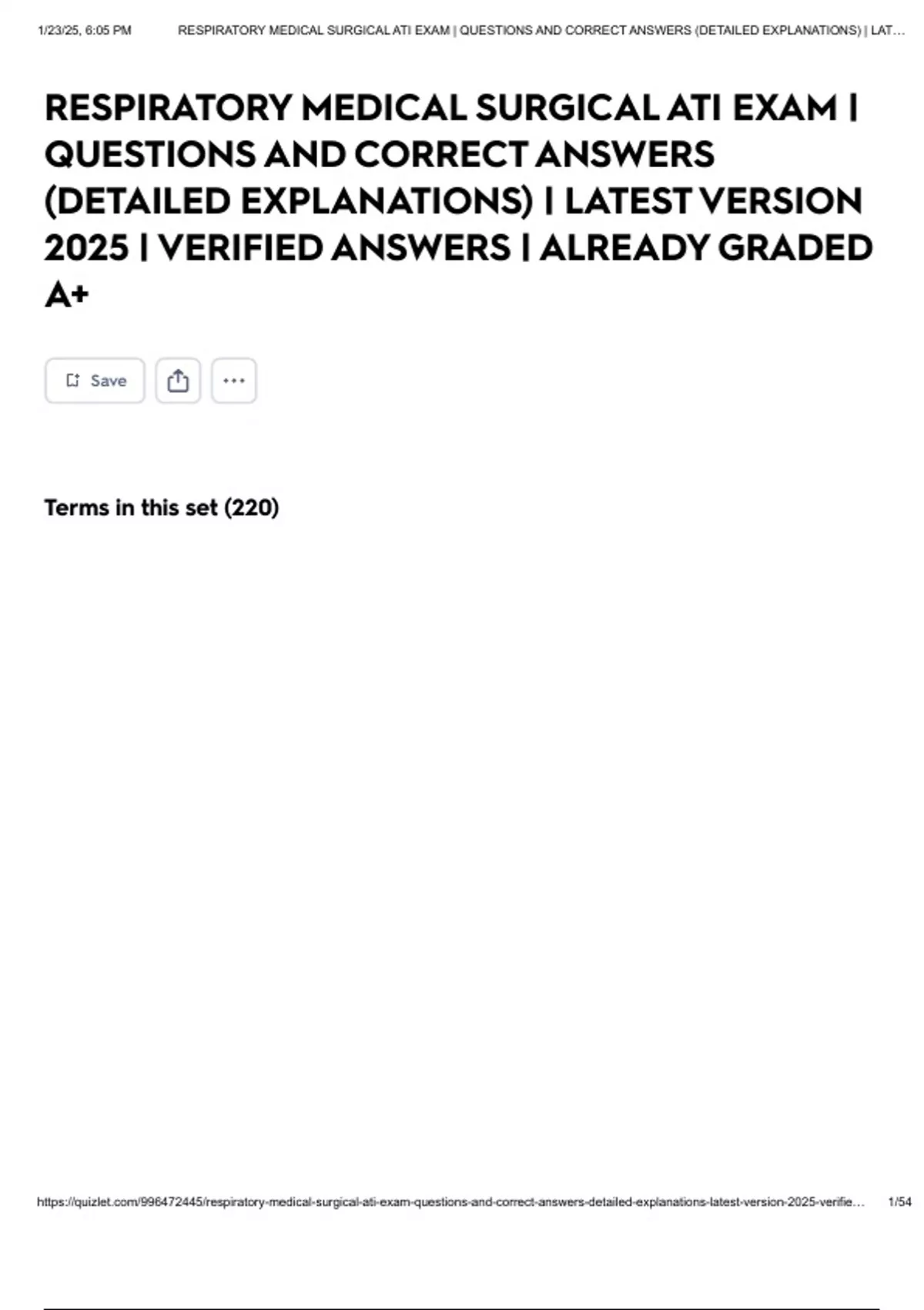 RESPIRATORY MEDICAL SURGICAL ATI EXAM | QUESTIONS AND CORRECT ANSWERS ...