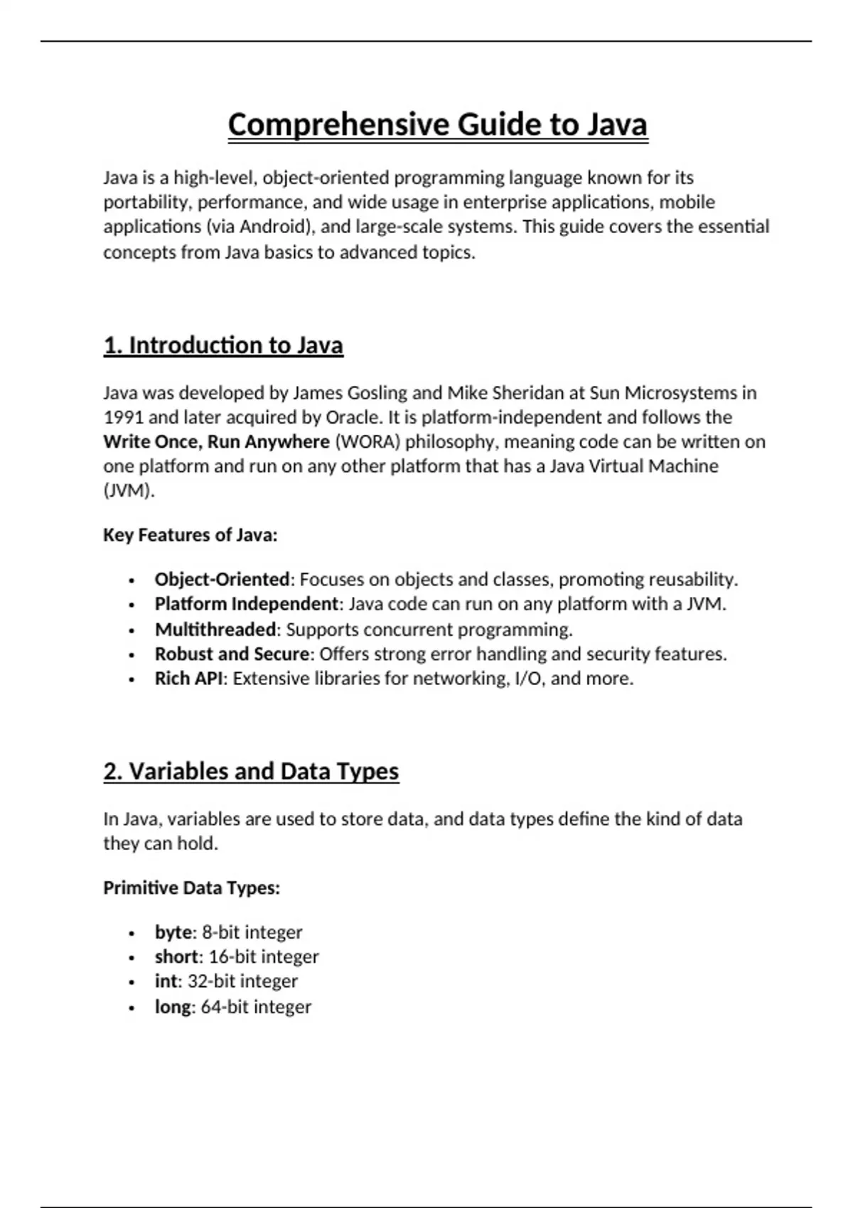 Comprehensive Guide to Java: From Basics to Advanced Concepts with Examples - COMPUTER SCIENCE ...