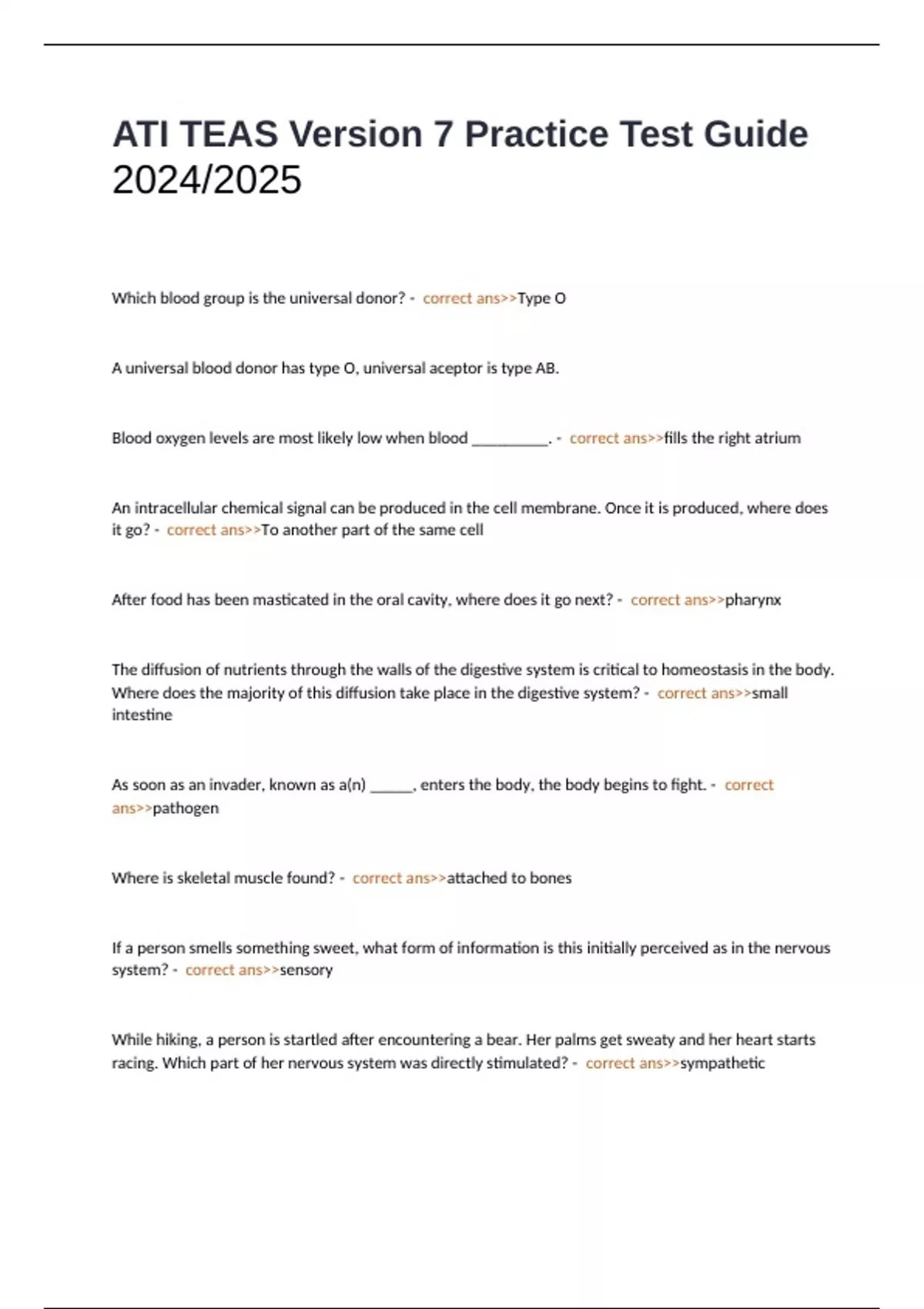 ATI TEAS Version 7 Practice Test Guide 2024/2025 - ATI TEAS - Stuvia US