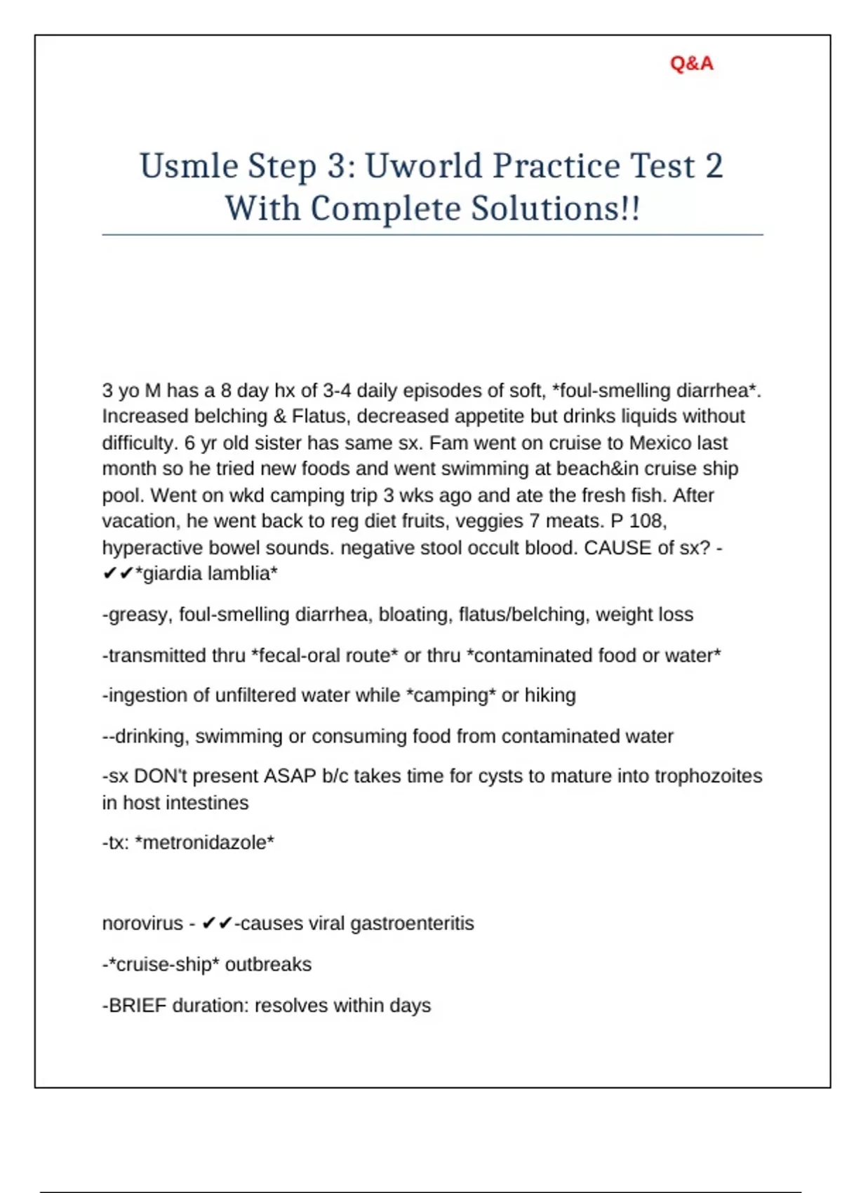 Usmle Step 3 Uworld Practice Test 2 With Complete Solutions Usmle Step 3 Stuvia Us