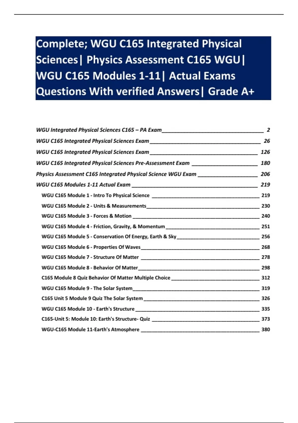 Complete; WGU C165 Integrated Physical Sciences| Physics Assessment ...