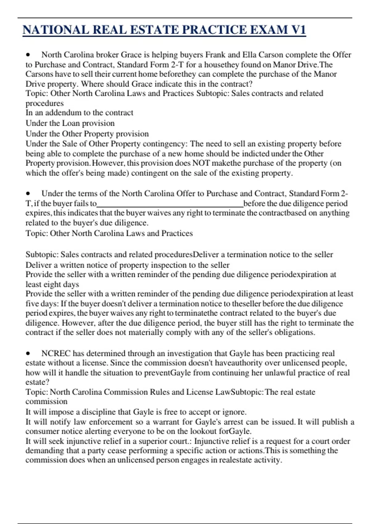 NATIONAL REAL ESTATE PRACTICE EXAM V1 2024/2025 | QUESTIONS WITH 100% ...