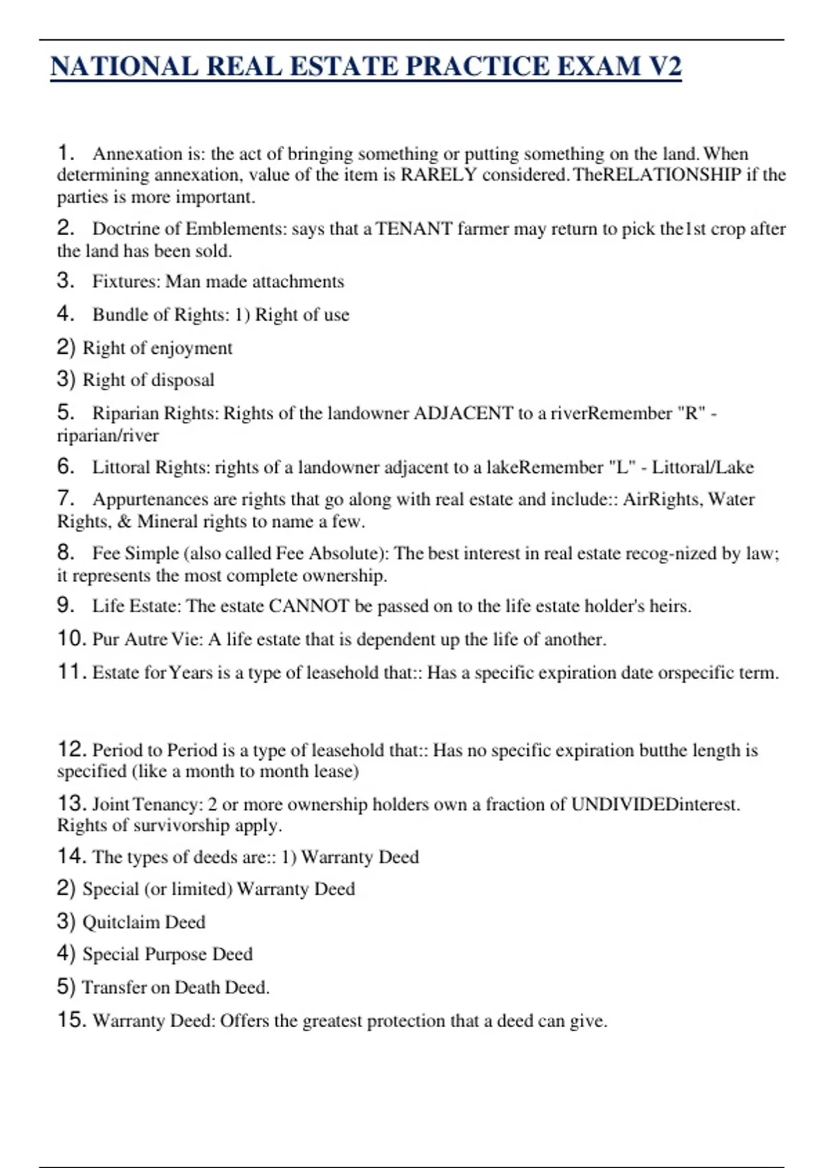 NATIONAL REAL ESTATE PRACTICE EXAM V2 2024/2025 | QUESTIONS WITH 100% ...
