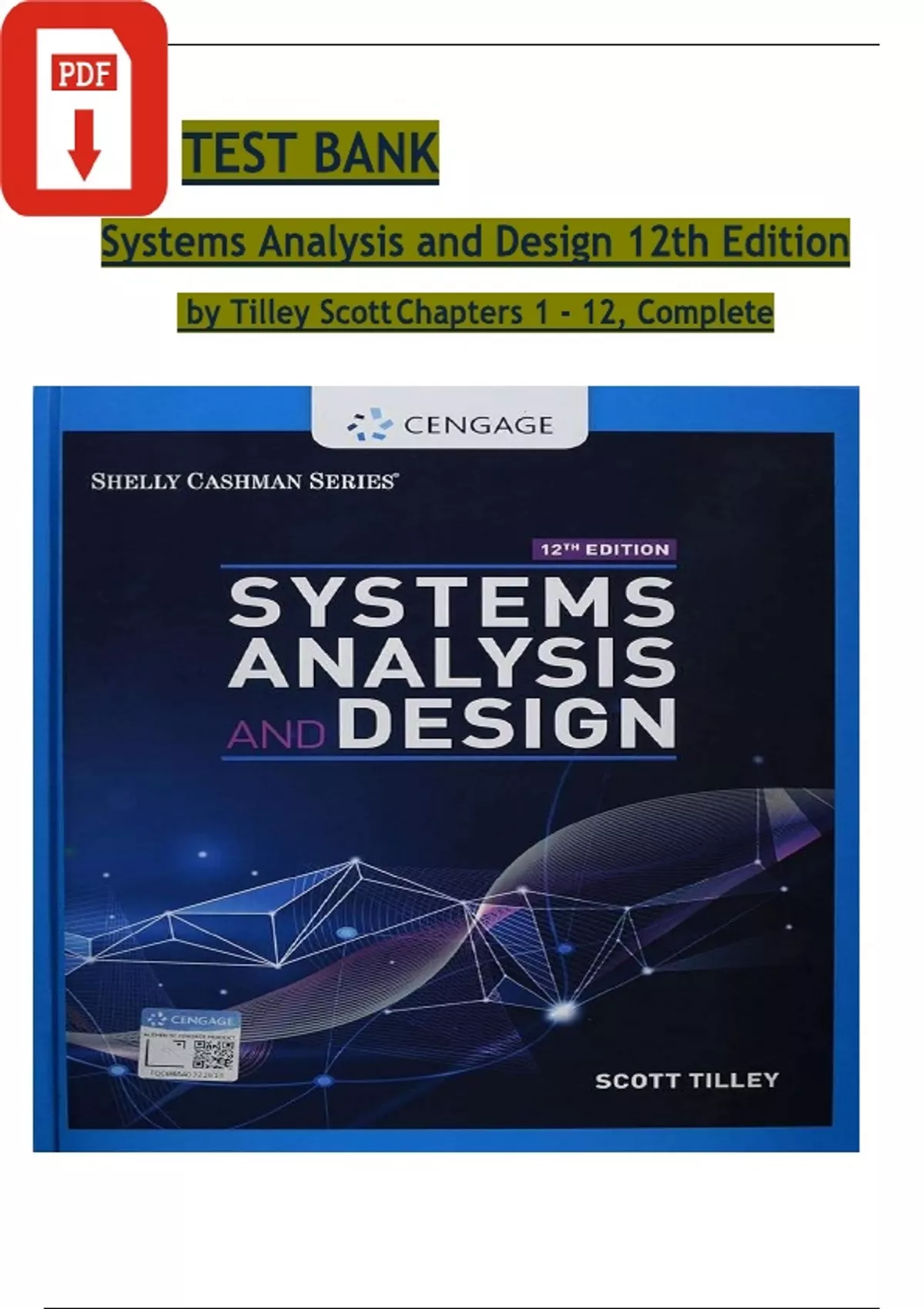 TEST BANK Systems Analysis and Design 12th Edition by Tilley Scott ...
