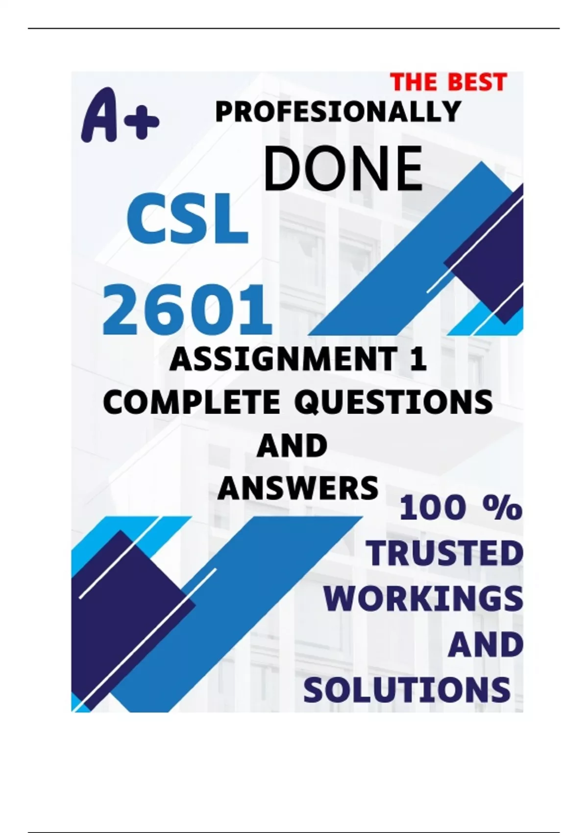 CSL2601 Assignment 1 (COMPLETE ANSWERS) Semester 1 2025 - DUE March ...