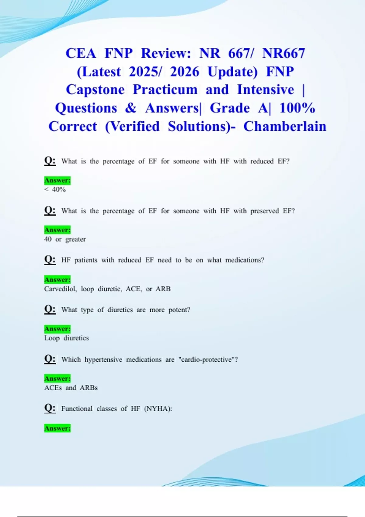 CEA FNP Review: NR 667/ NR667 (Latest 2025/ 2026 Update) FNP Capstone ...