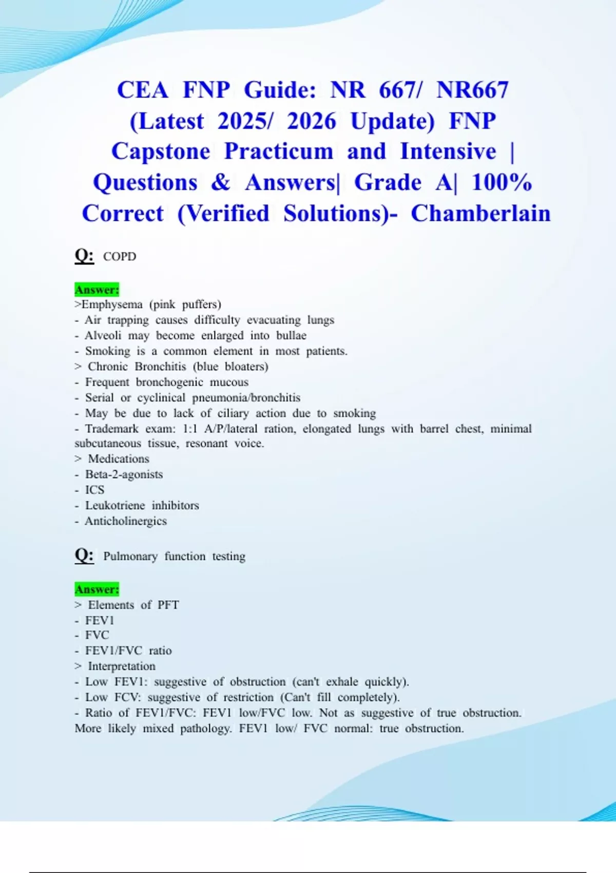 CEA FNP Guide: NR 667/ NR667 (Latest 2025/ 2026 Update) FNP Capstone ...