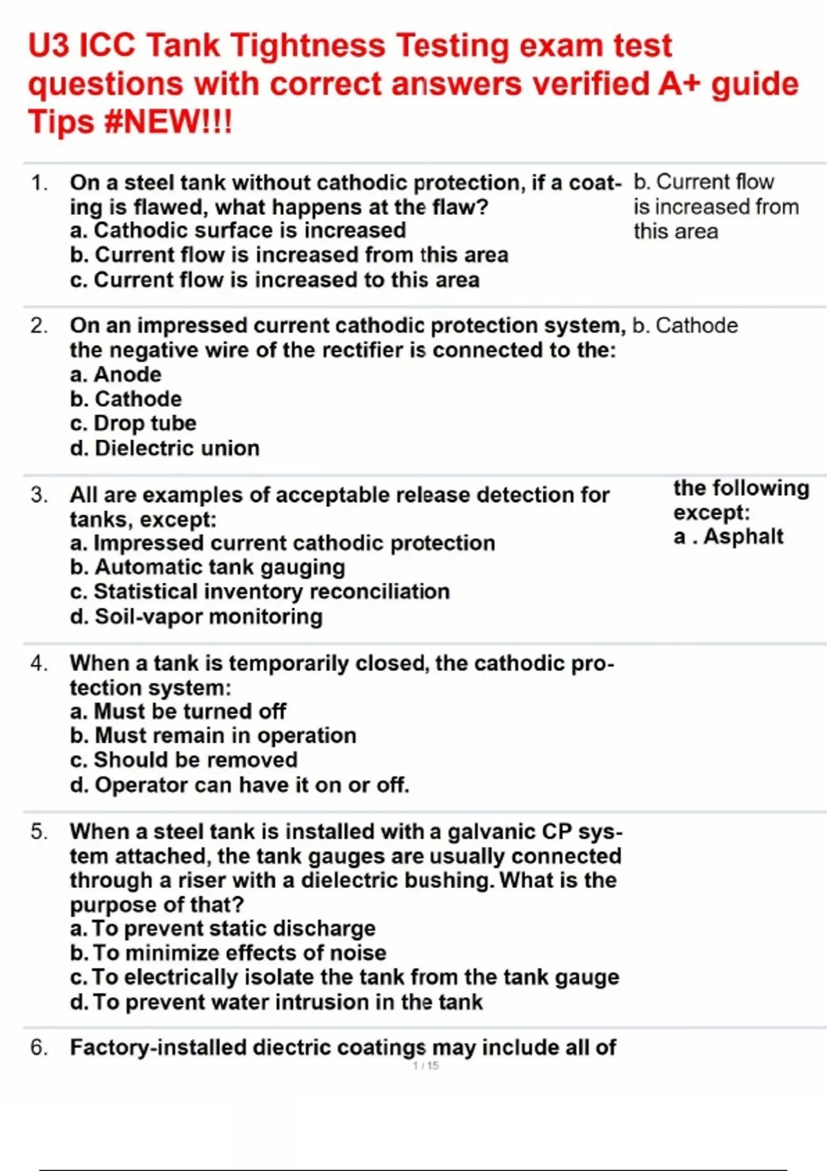 U3 ICC Tank Tightness Testing exam test questions with correct answers ...