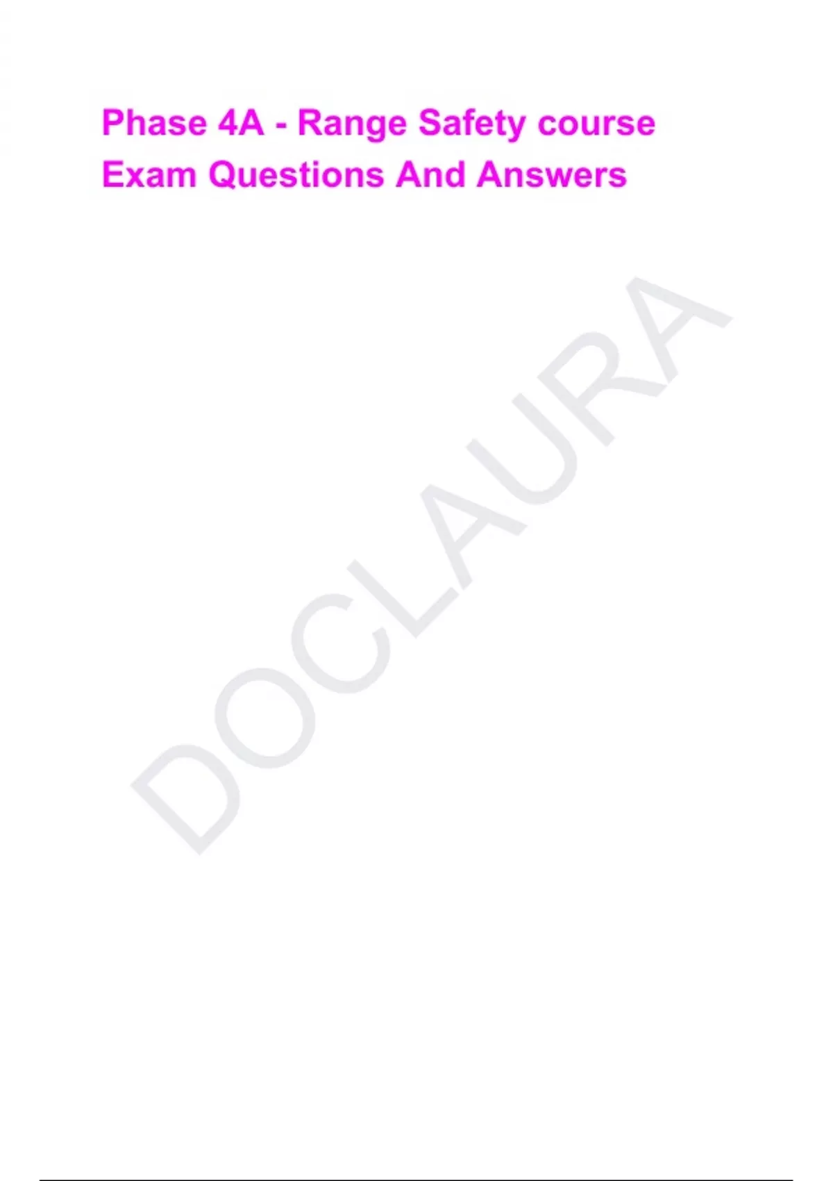 Phase 4A - Range Safety course Exam Questions And Answers - Phase 4A ...